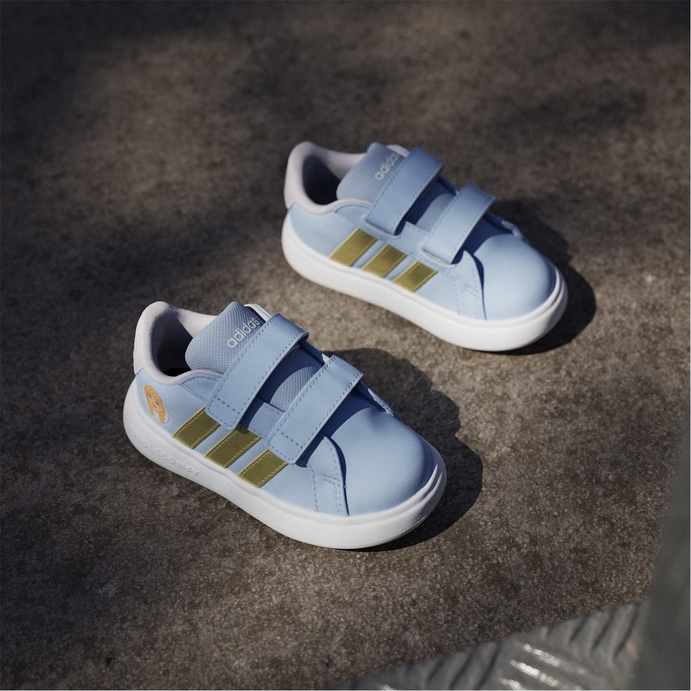 adidas | Kids' Grand C Anna Low-Top Trainers | Blue/Gold/Lvndr ...
