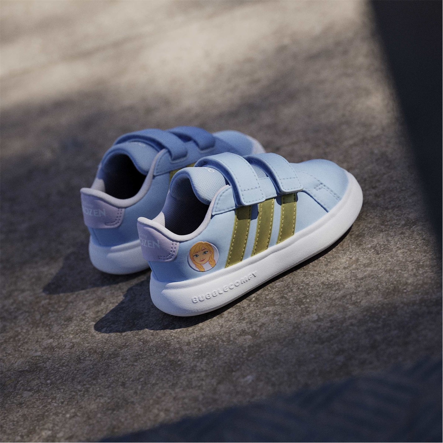 adidas | Kids' Grand C Anna Low-Top Trainers | Blue/Gold/Lvndr ...