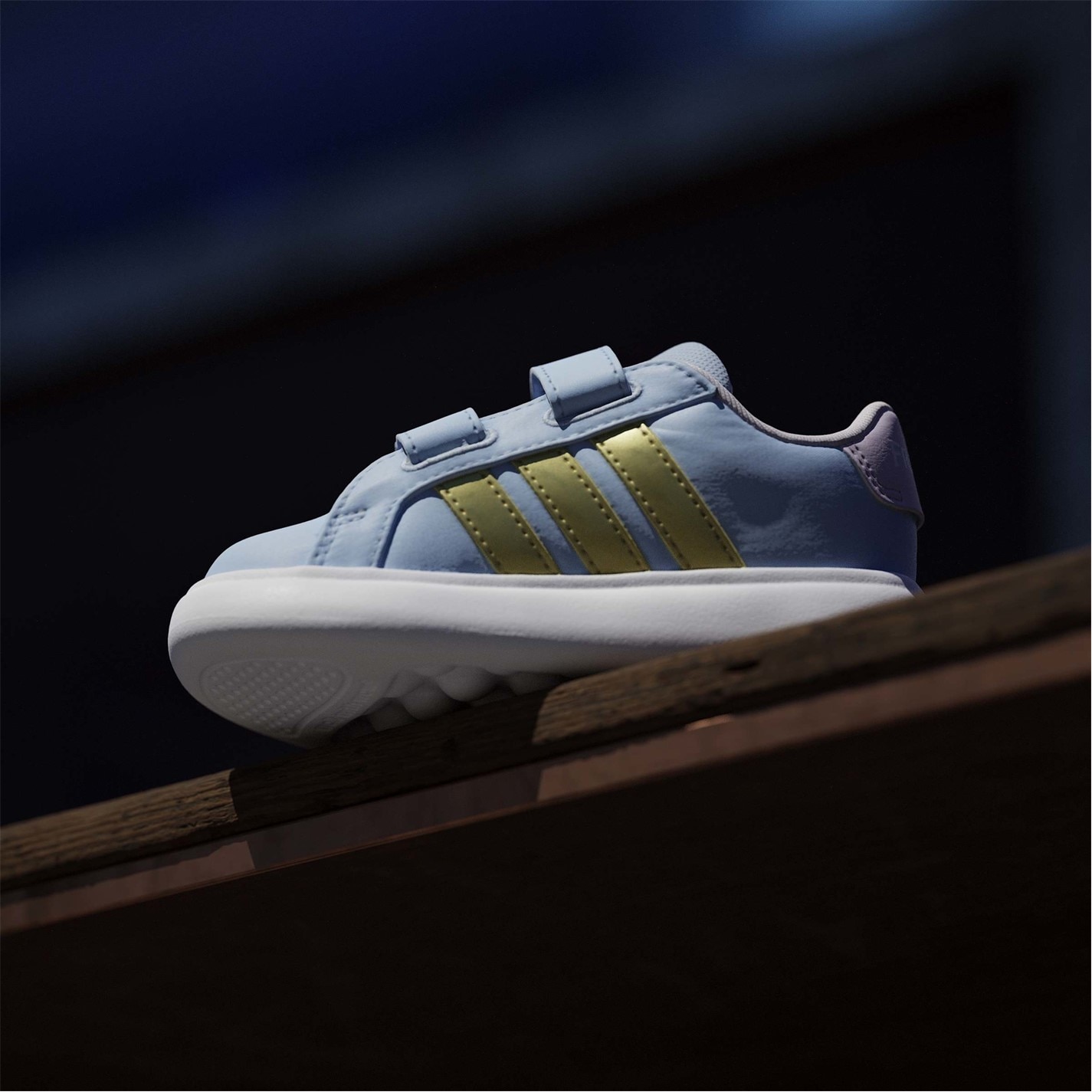adidas | Kids' Grand C Anna Low-Top Trainers | Blue/Gold/Lvndr ...