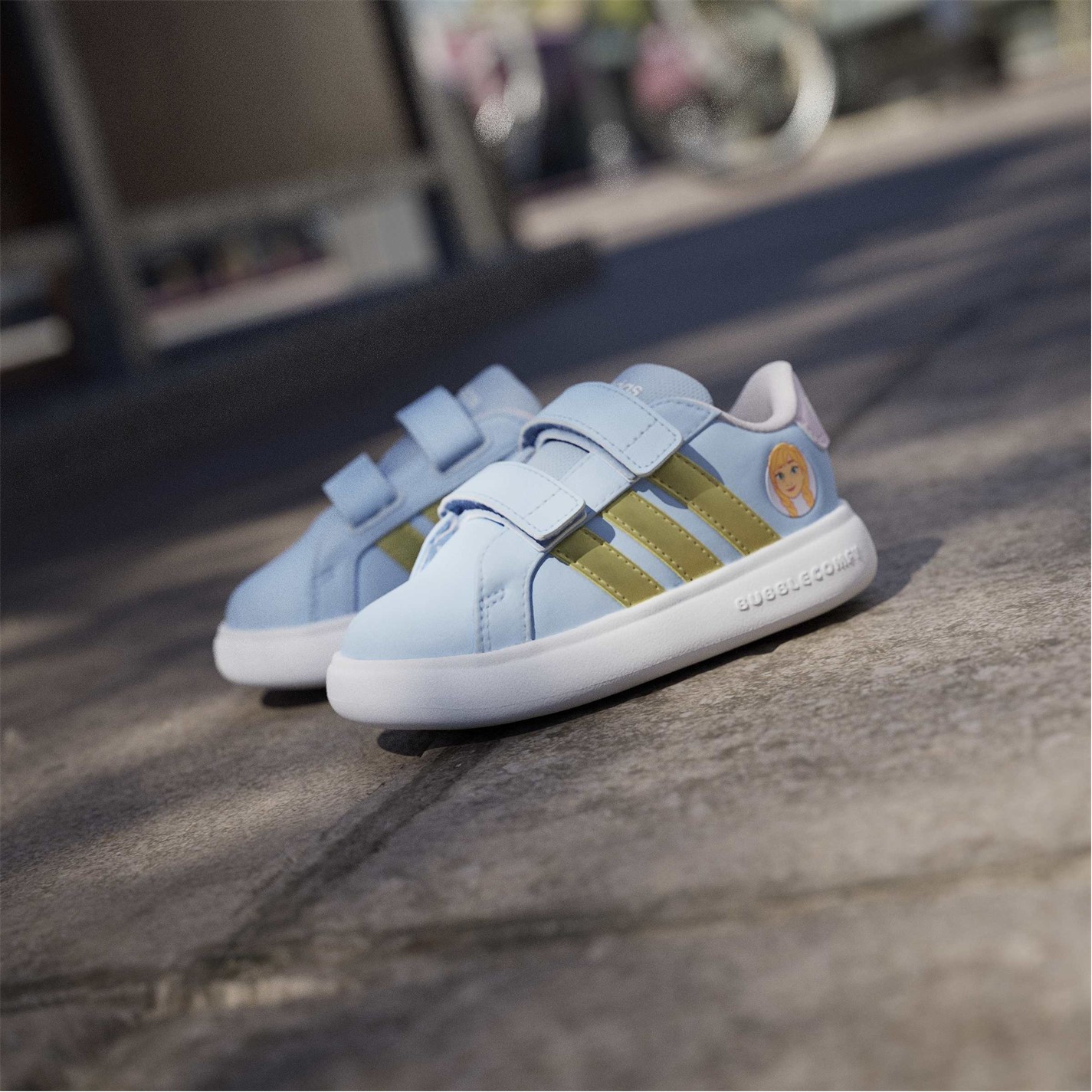 adidas | Kids' Grand C Anna Low-Top Trainers | Blue/Gold/Lvndr ...