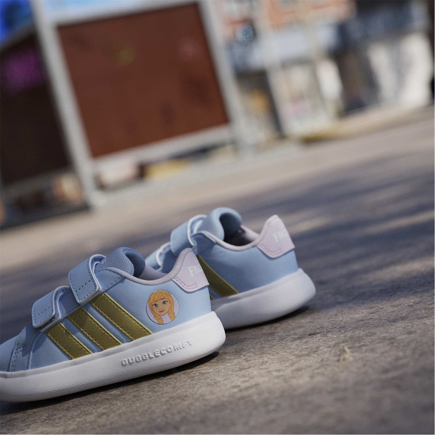 adidas | Kids' Grand C Anna Low-Top Trainers | Blue/Gold/Lvndr ...
