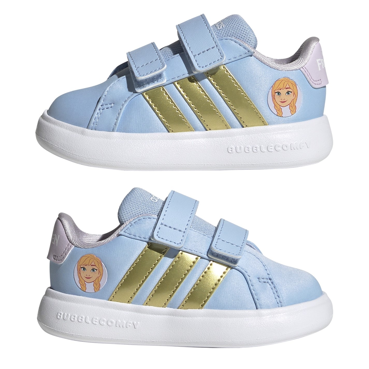 adidas | Kids' Grand C Anna Low-Top Trainers | Blue/Gold/Lvndr ...