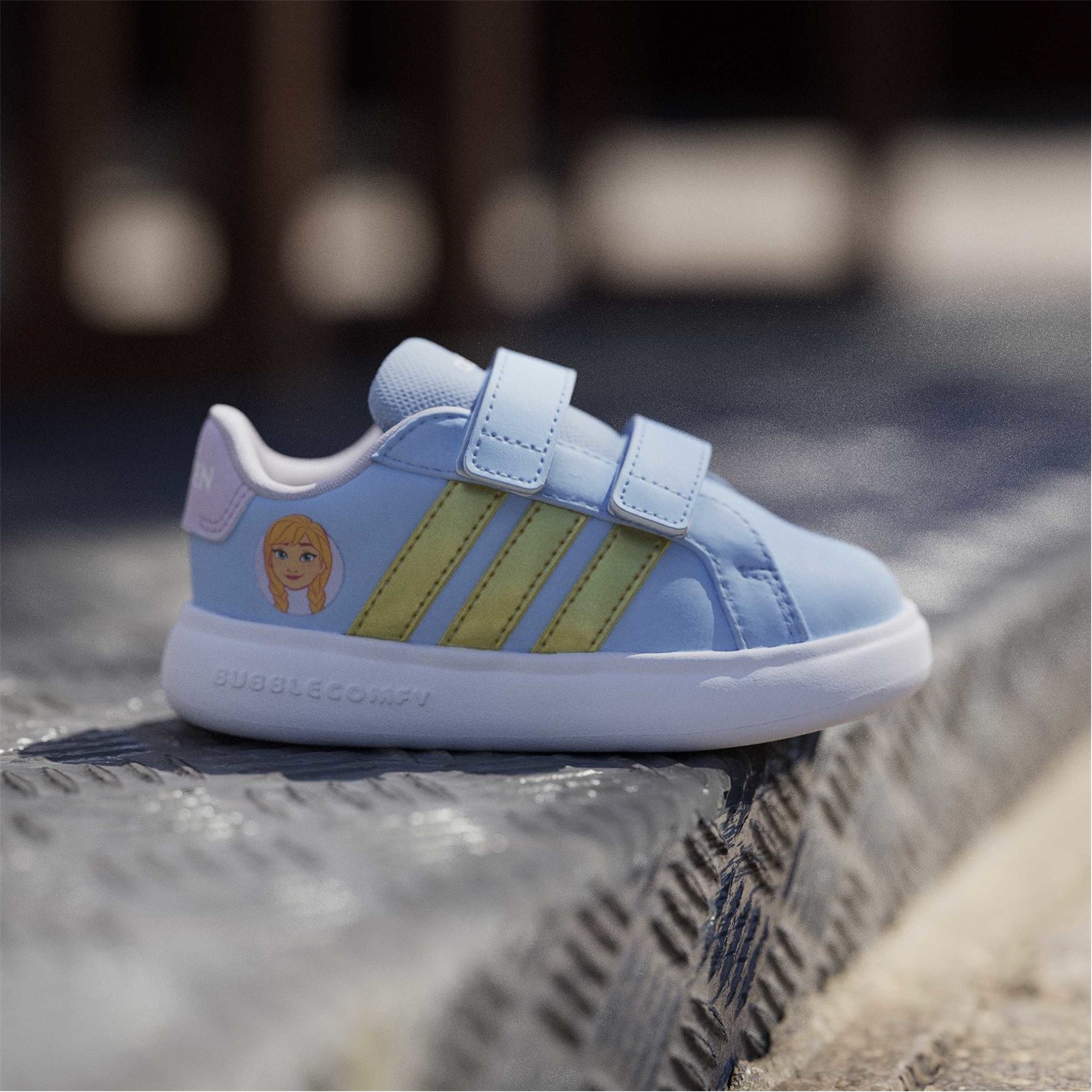 adidas | Kids' Grand C Anna Low-Top Trainers | Blue/Gold/Lvndr ...
