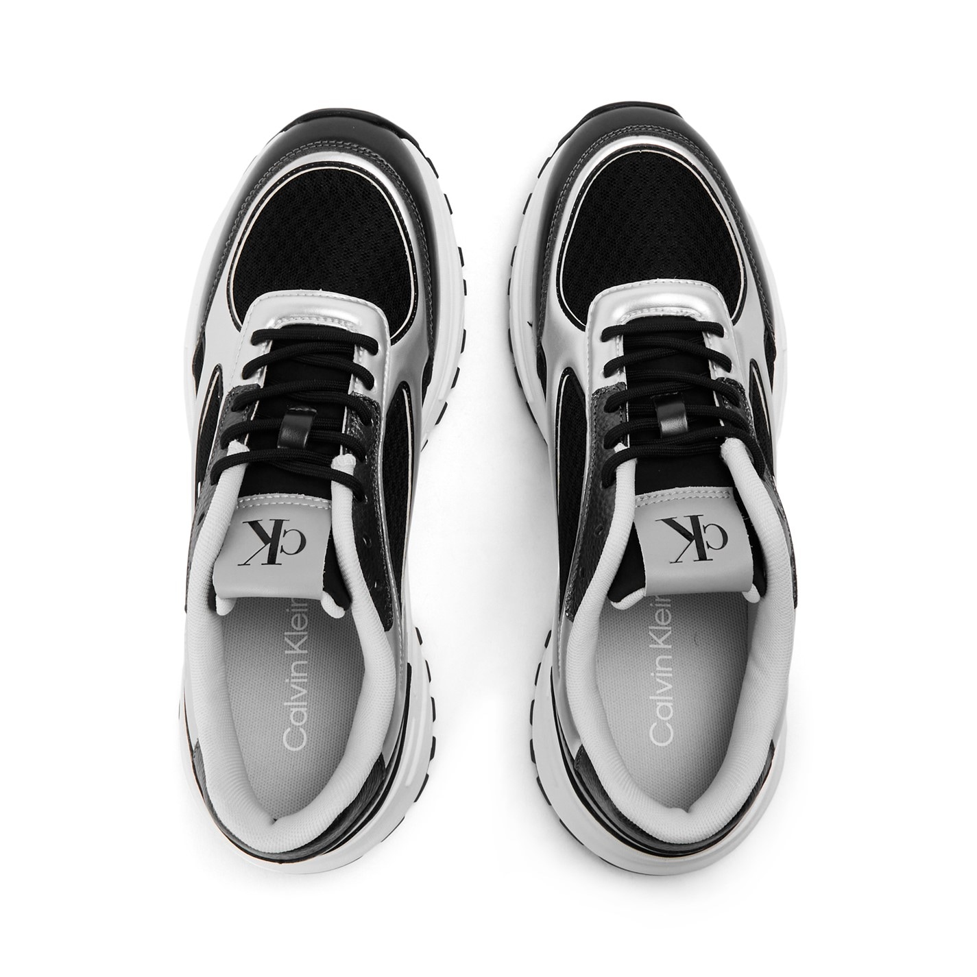 Calvin Klein | Women's CK L Hike Runner Chunky Trainers | Black/Silver ...
