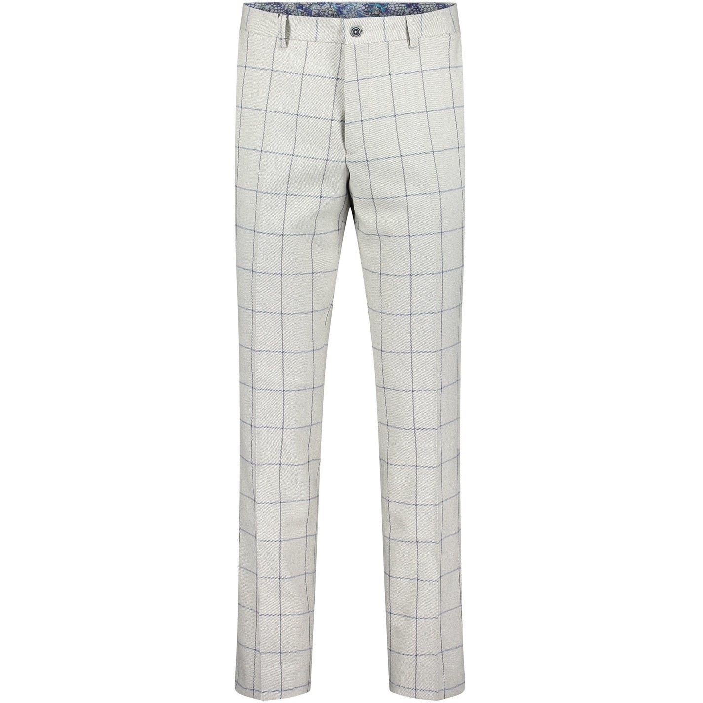 Guide London | Italian Cotton & Wool Blend Check Trousers | Grey ...