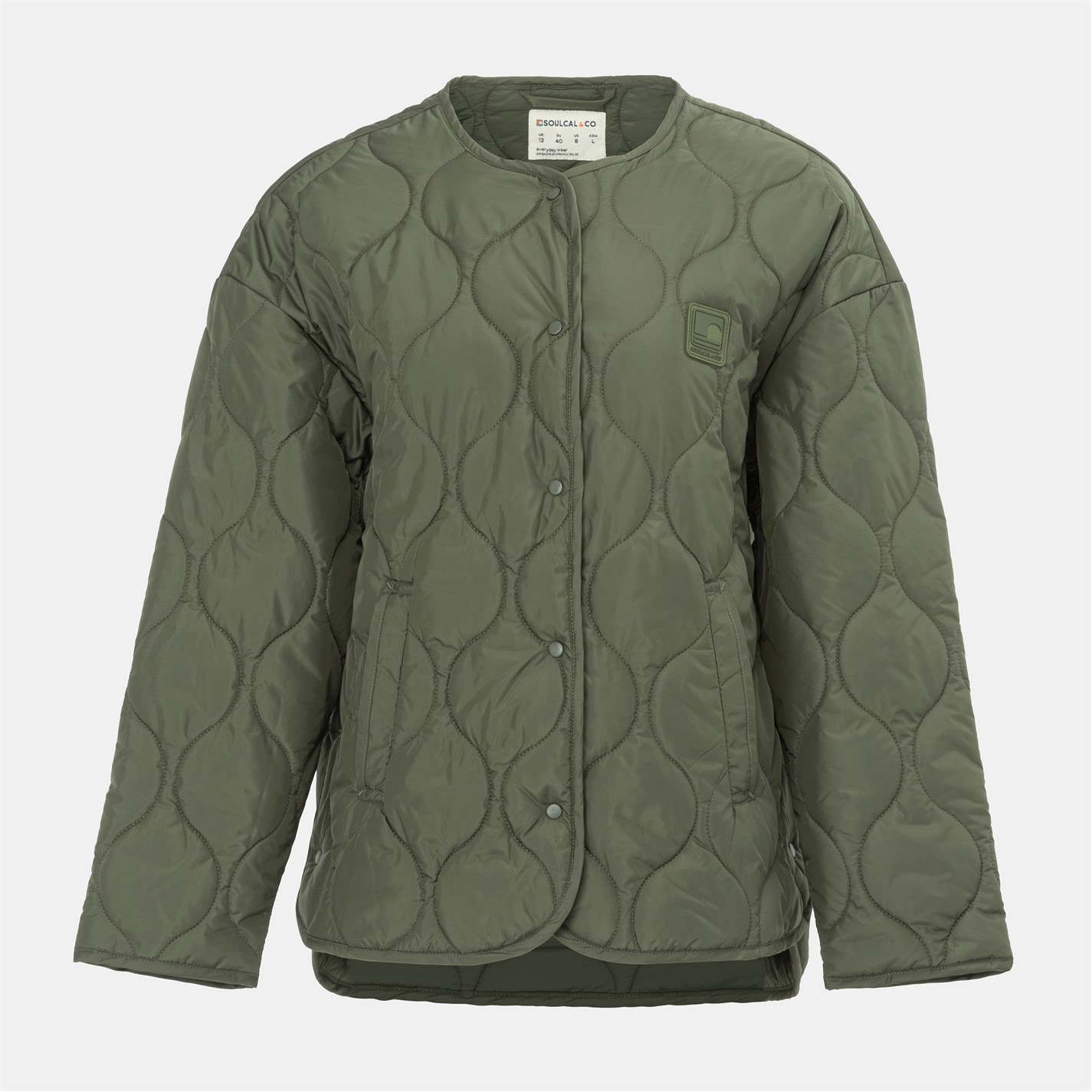 SoulCal | Women's Collarless Long Sleeve Quilted Jacket | Khaki ...