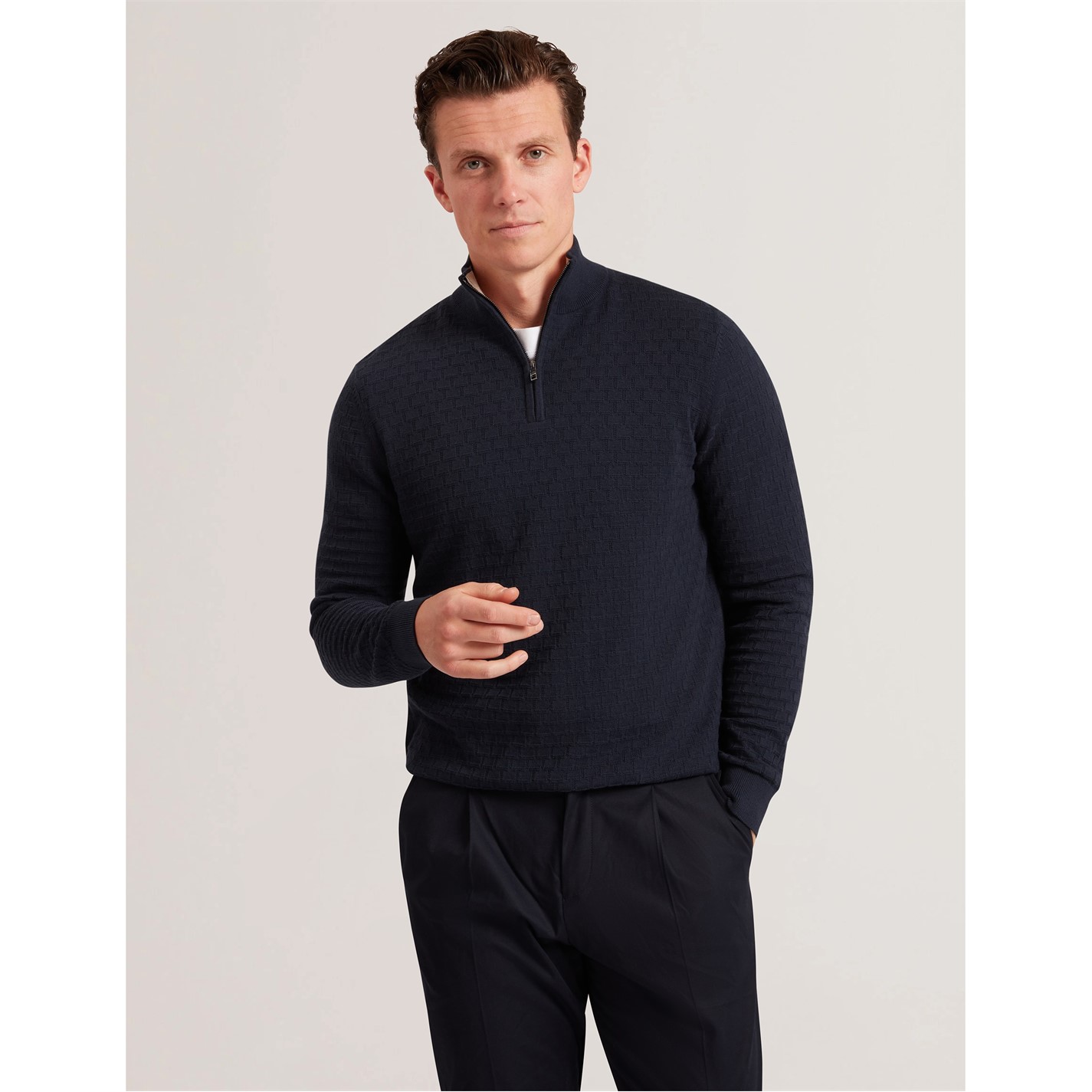 Ted Baker | Men's Stitch Half Zip Knitted Top | Knitted T-Shirts ...