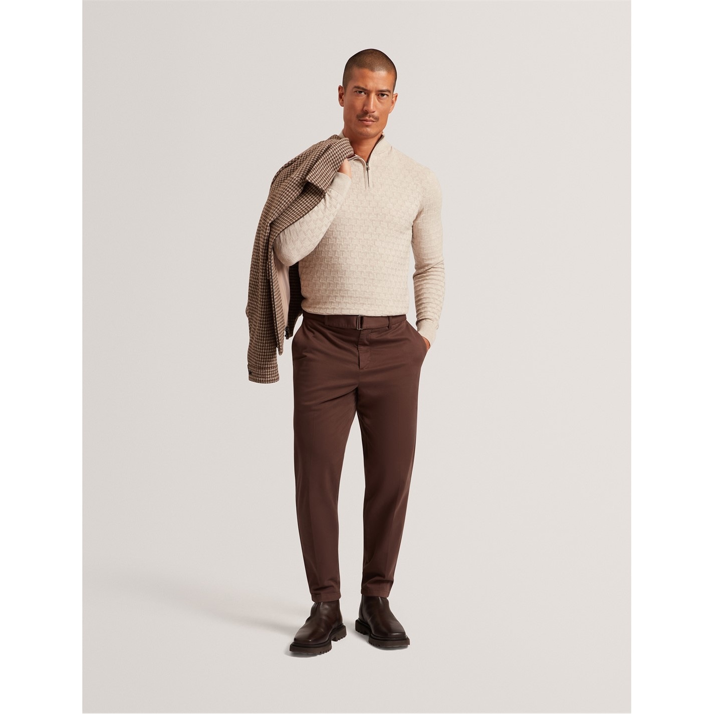 Ted Baker | Men's Stitch Half Zip Knitted Top | Knitted T-Shirts ...