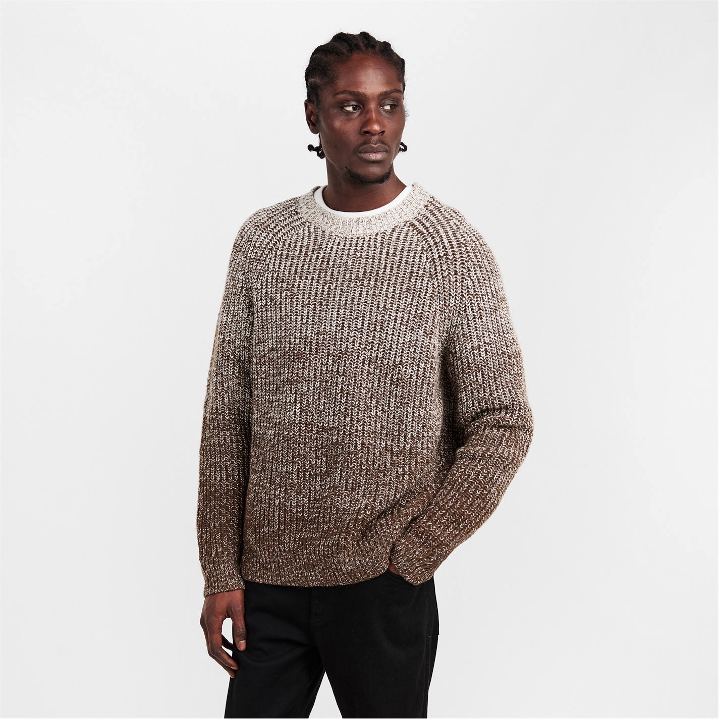 Boss | Men's H-Ezrano Structured Crew Neck Jumper | Open White ...