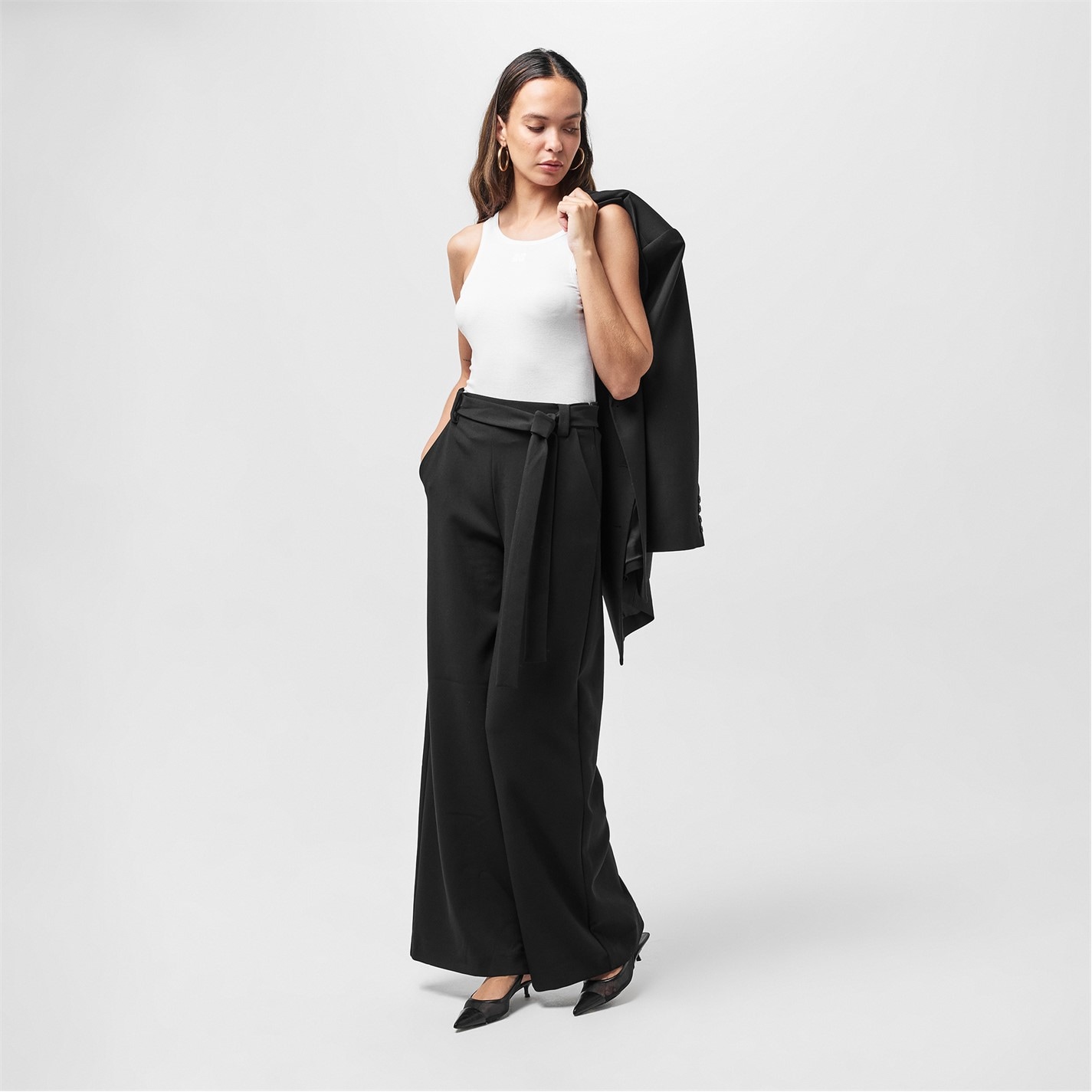 French Connection | Women's High Waisted Wide Leg Loose Fit Palazzo ...