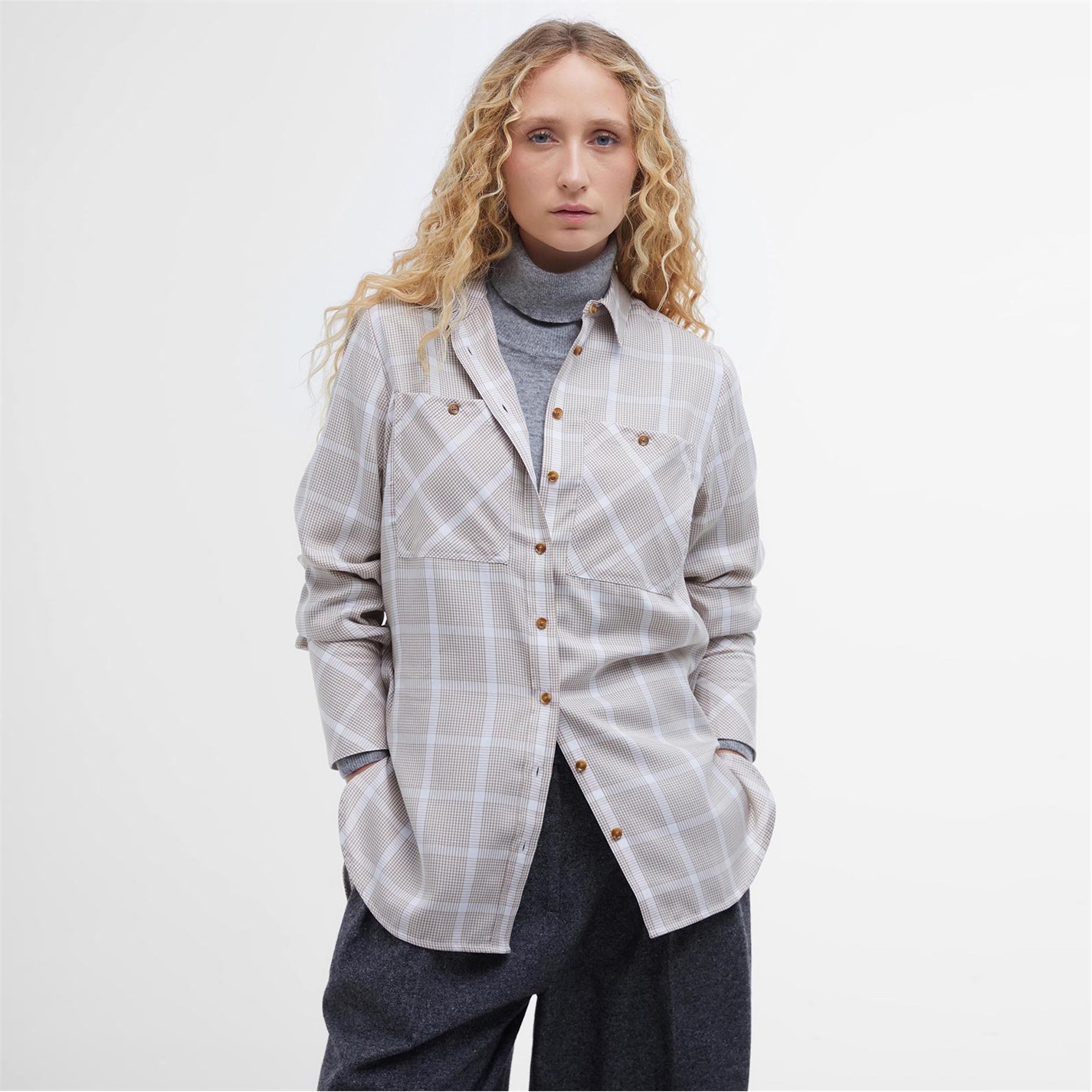Barbour | Rhonda Check Long-Sleeved Shirt | Honey/White | SportsDirect.com