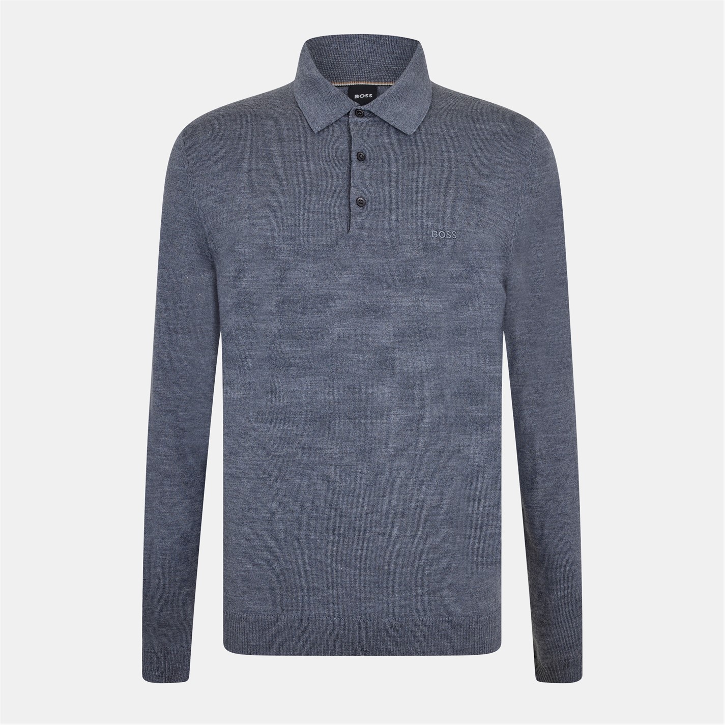Boss | Men's Banet E Knitted Long Sleeve Polo Shirt | Medium Grey ...