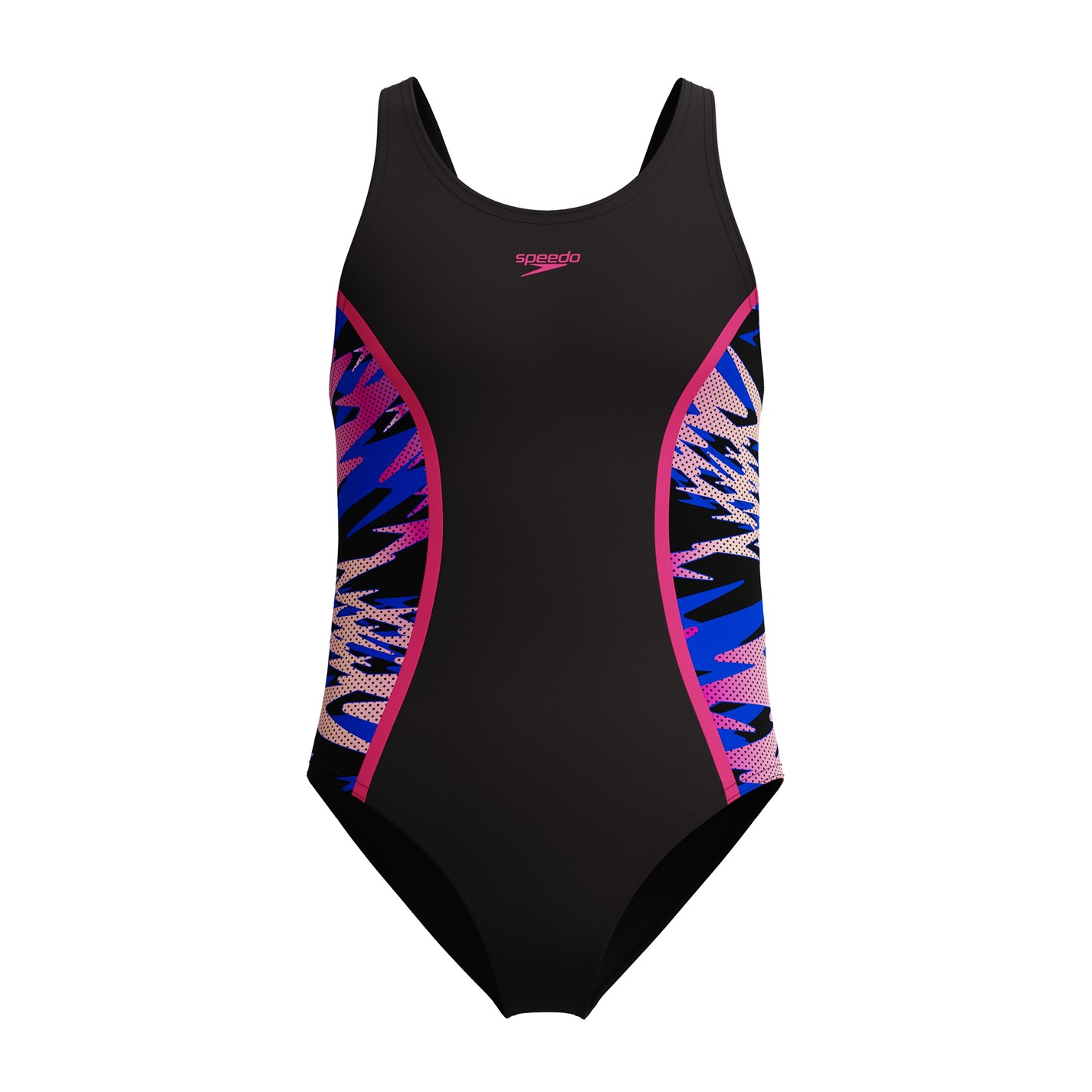 Speedo | Kids' HB Splice MB One Piece Swimsuit | Anth/Pink ...