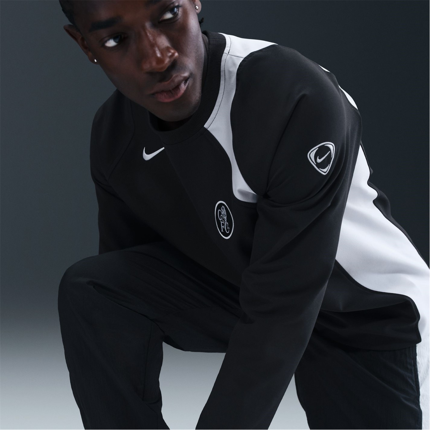 Nike | Chelsea T90 Crew Sweater Mens | Black/Silver | SportsDirect.com