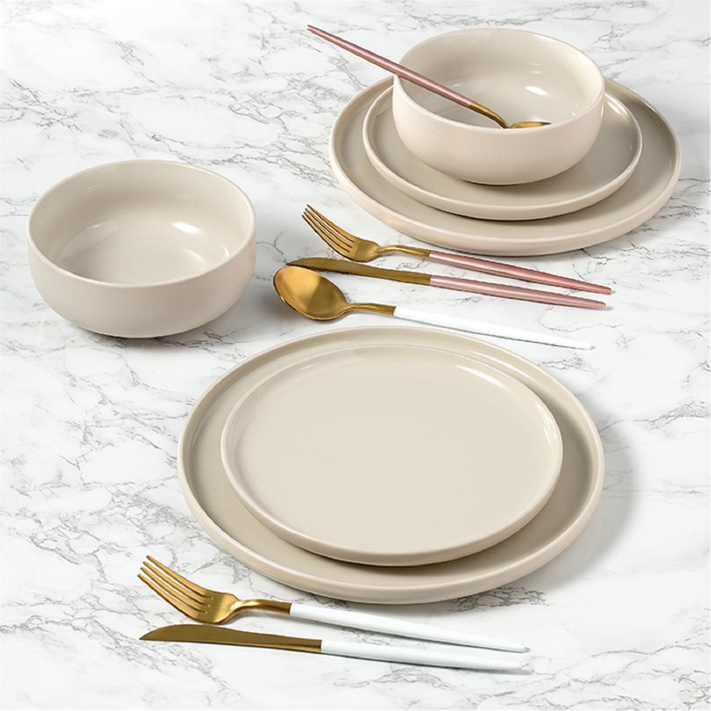 Waterside | 12pc Cream Matt/Shiny Dinner Set | Multi | SportsDirect.com