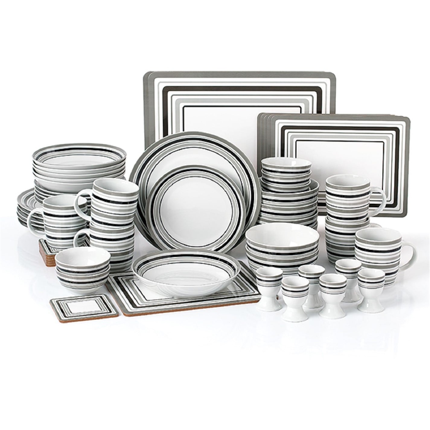 Waterside | 56pc Brompton Grey Dinner Set | Multi | SportsDirect.com