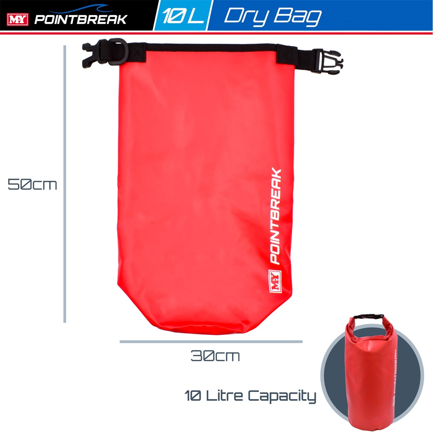 Planet Direct | M.Y Point Break 10L Dry Bag | Red | SportsDirect.com