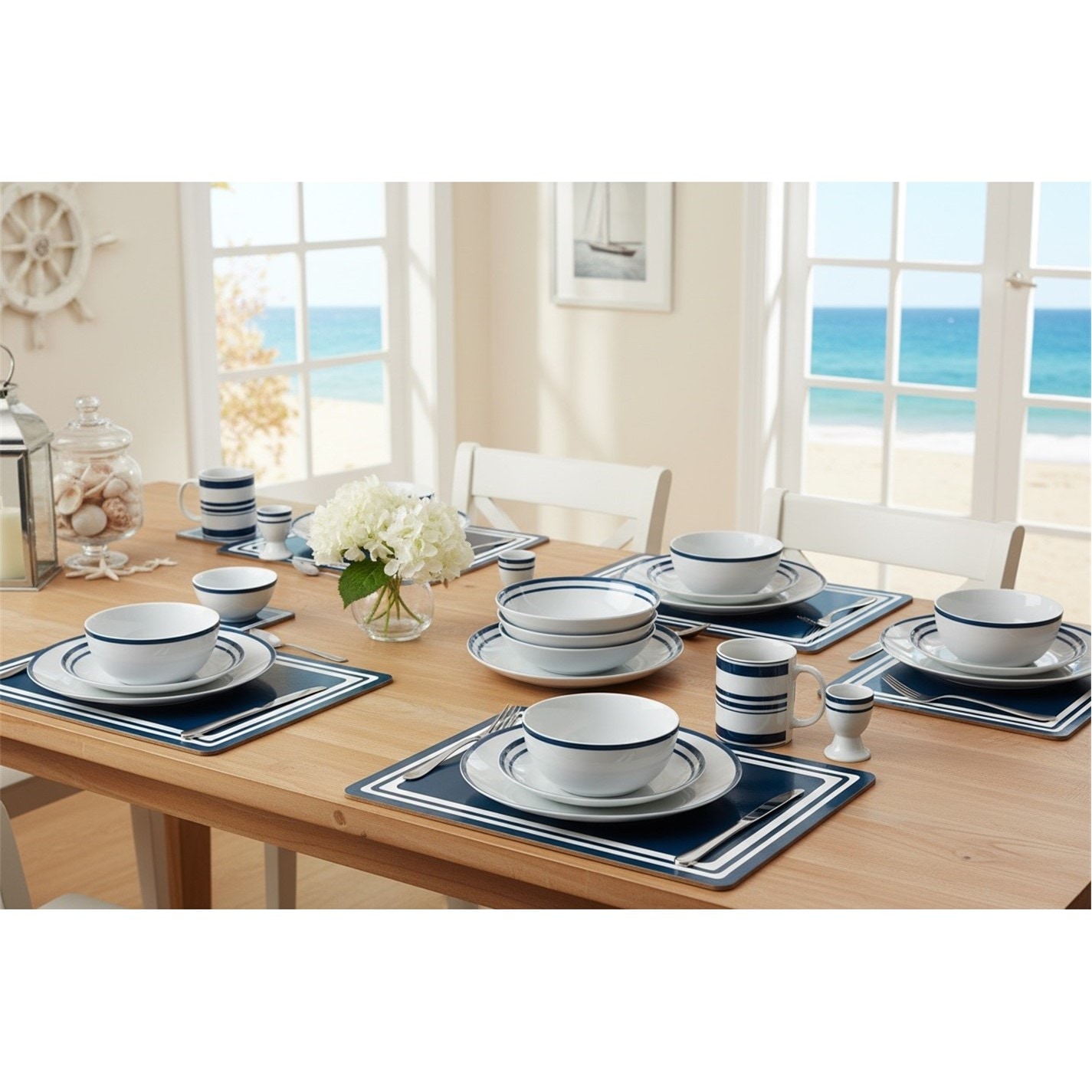 Waterside | 56pc Bistro Blue Dinner Set | Multi | SportsDirect.com