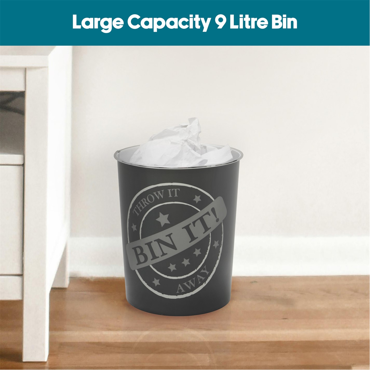 JVL | Bin It Plastic Waste Paper Bin Twin Pack | Grey | SportsDirect.com