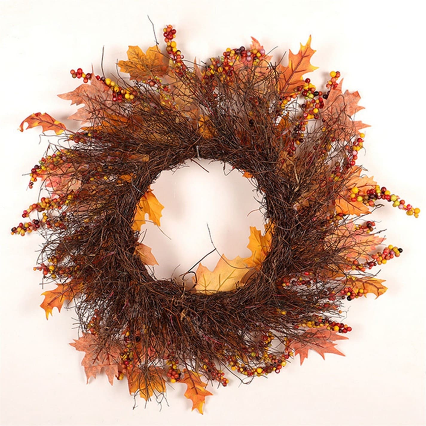 LIFE IDEAS | Lighted Maple Leaves Rattan Wreath | Orange | SportsDirect.com