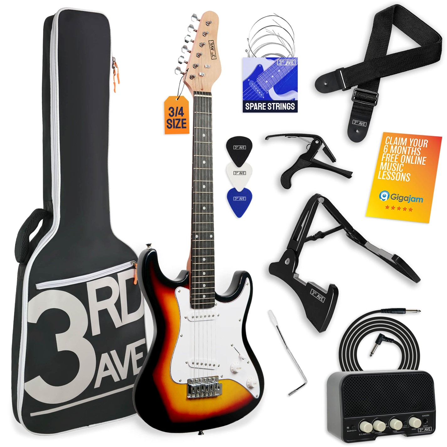 3rd Avenue | 3/4 Size Electric Guitar Pack with Amp | At Home ...