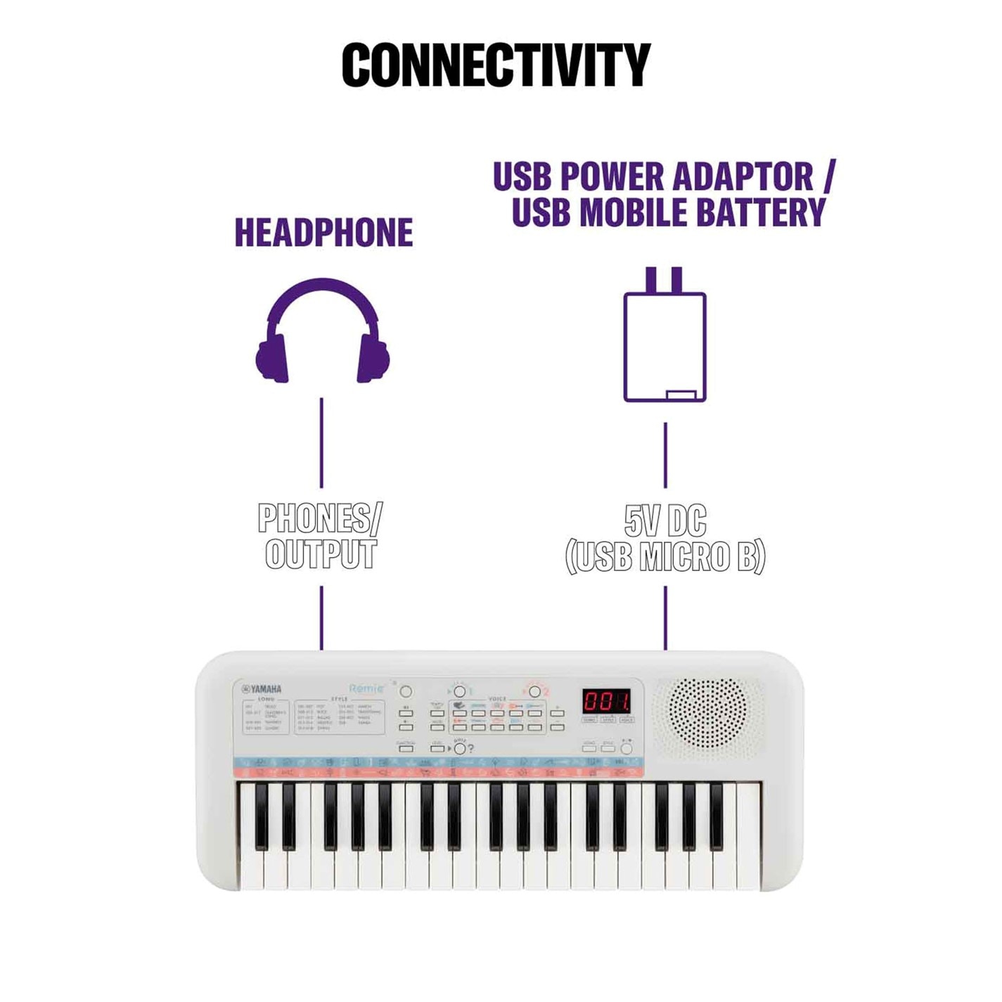 Yamaha | PSS-E30 Mini Key Portable Keyboard | White | SportsDirect.com
