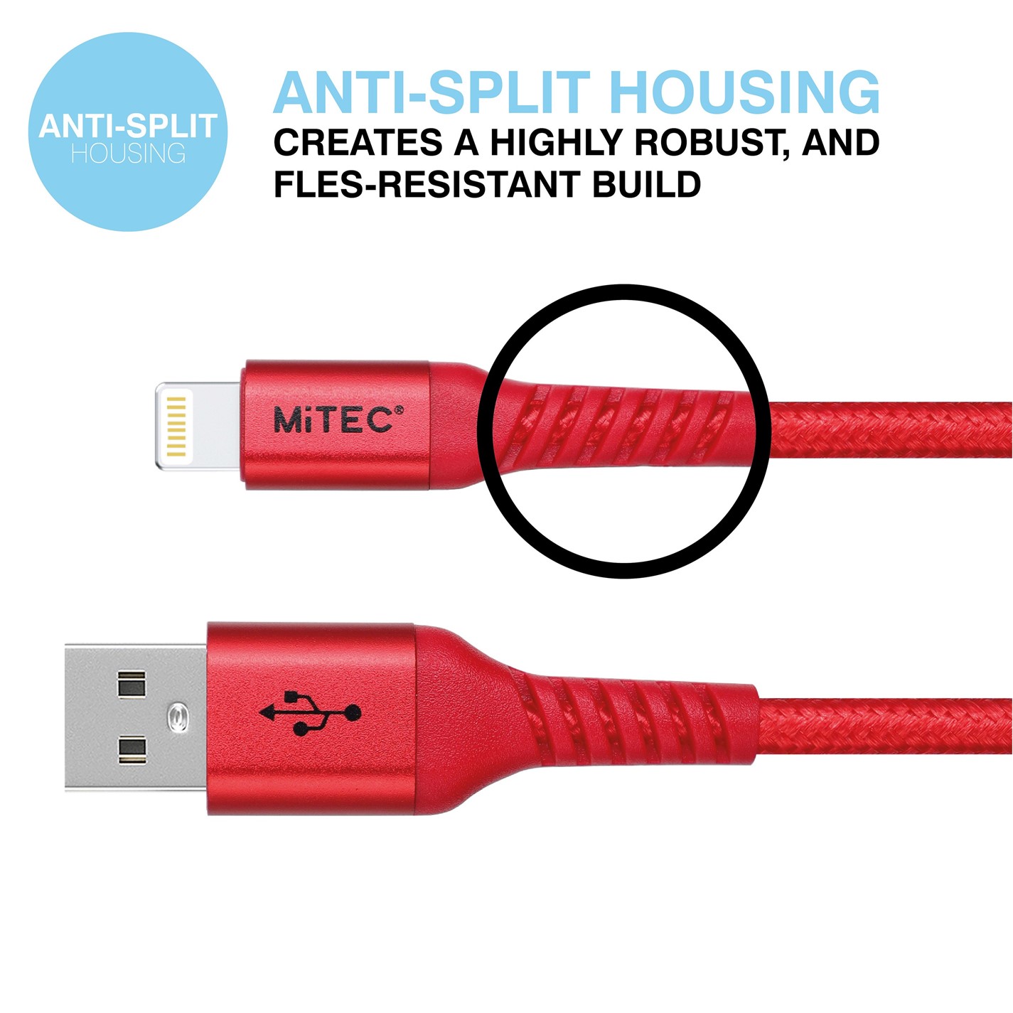 Sports Direct | MITEC 1M MFI LIGHTNING BRAIDED CABLE RED | Merchandise ...