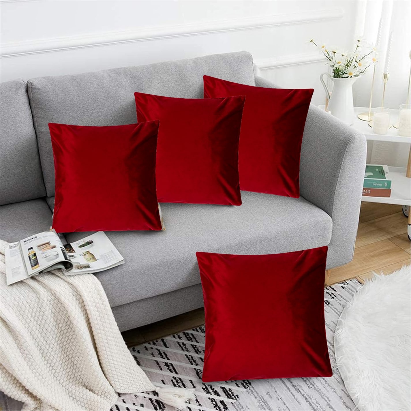 Alan Symonds | Plain Velvet Cushion Set of 4 | Scatter Cushions ...
