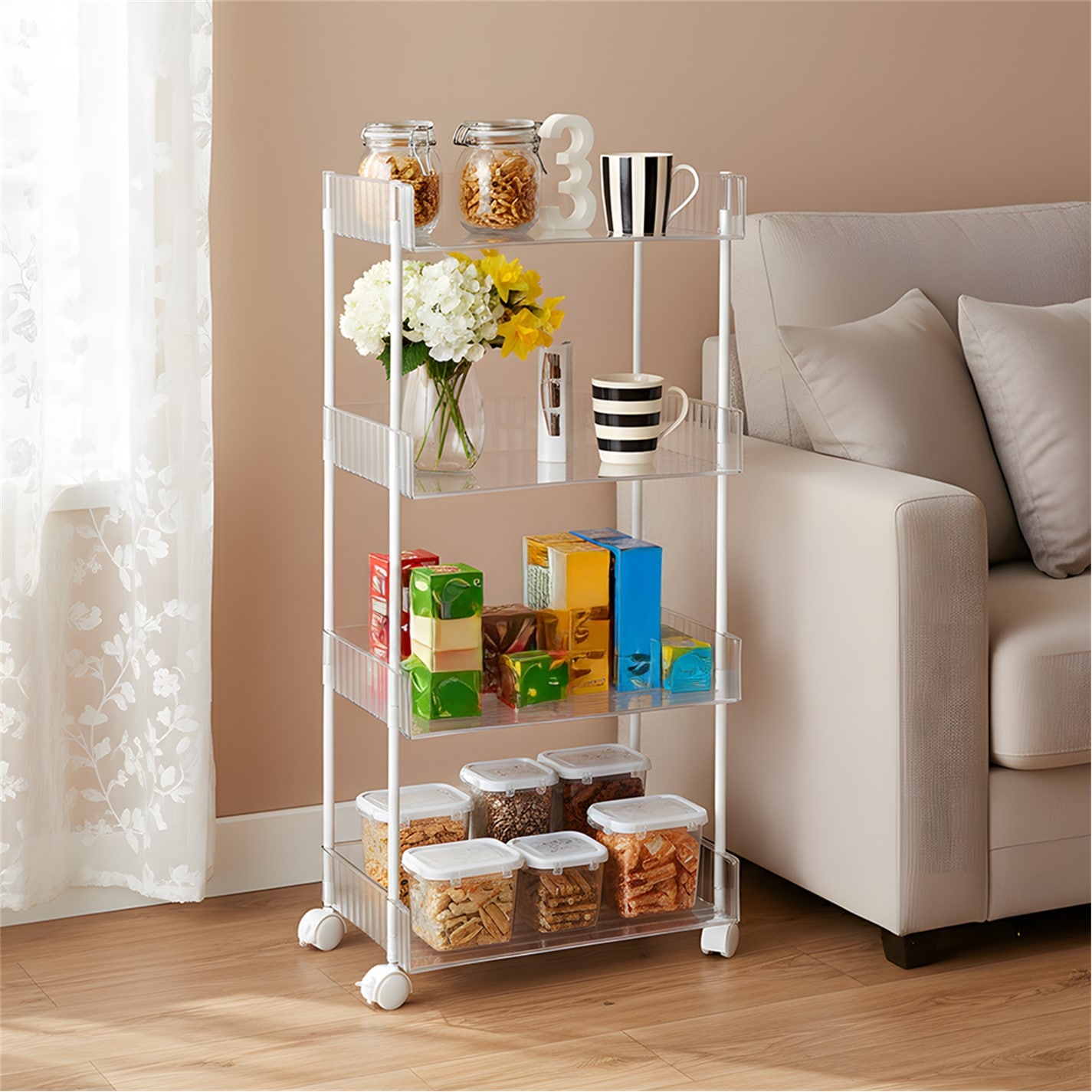 LIFE IDEAS | Transparent Rolling Storage Cart | Clear | SportsDirect.com