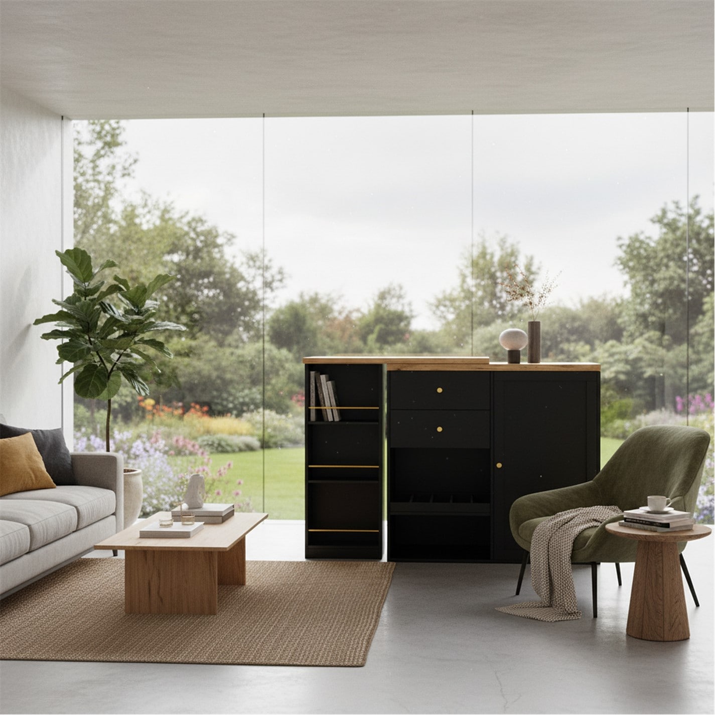Urban Meuble | Black Utility Storage Cabinet with Shelves | Black ...