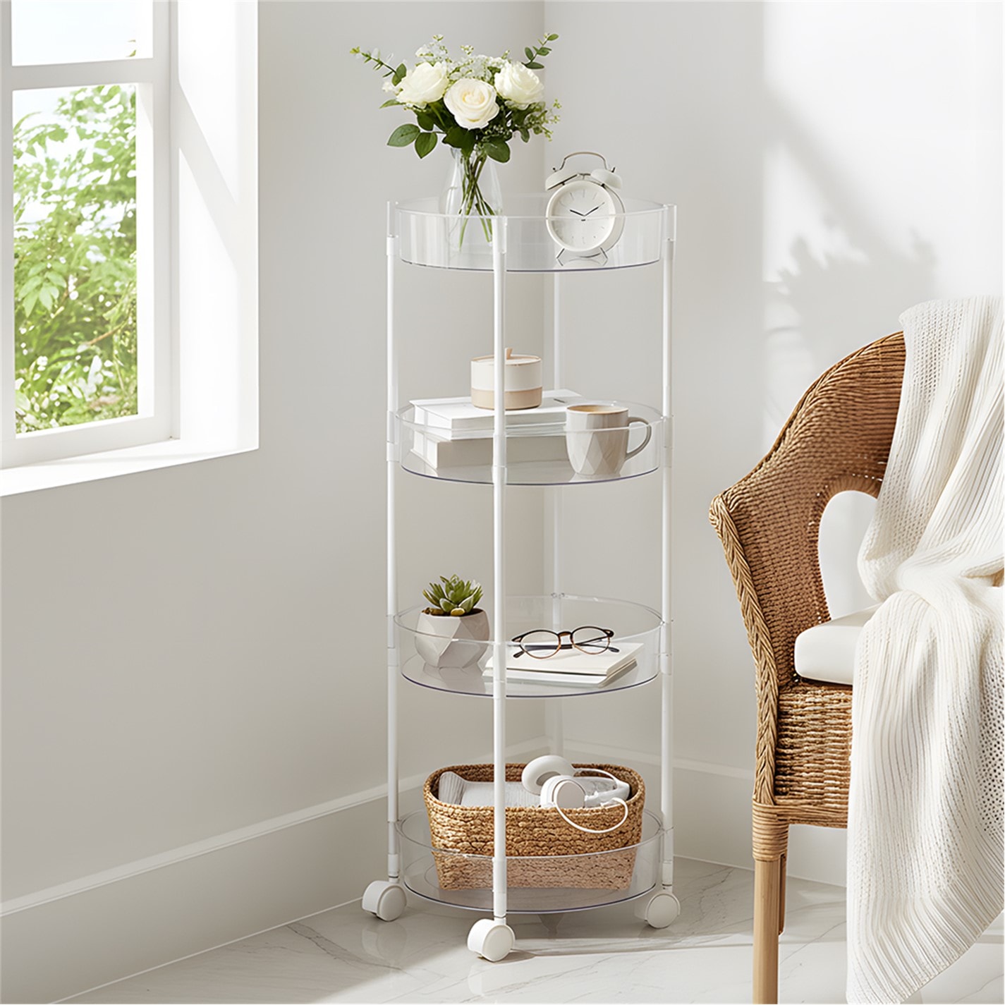 LIFE IDEAS | Transparent Rolling Storage Cart | Clear | SportsDirect.com