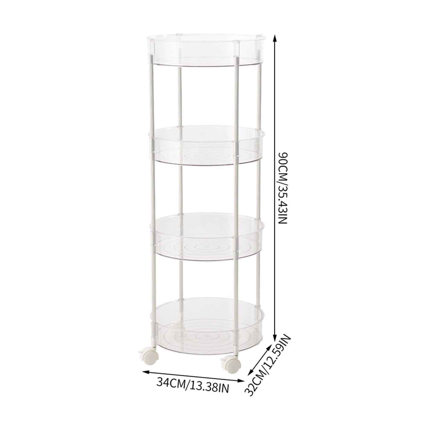 LIFE IDEAS | Transparent Rolling Storage Cart | Clear | SportsDirect.com