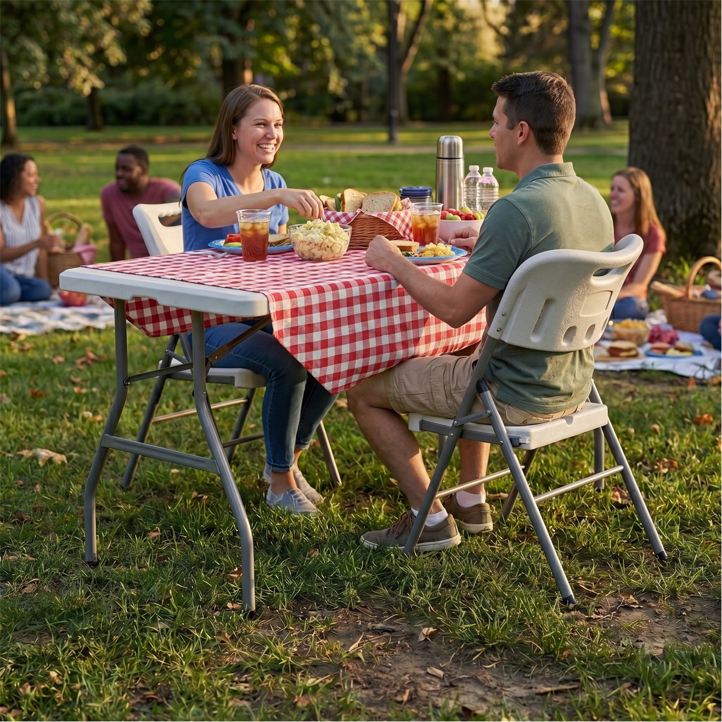 Lassic | Outdoor Folding Table 5ft & 2 Folding Chairs | White ...