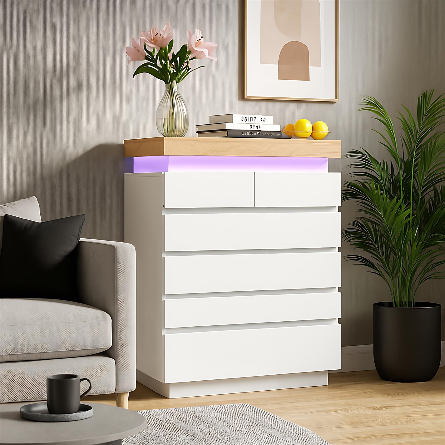 Urban Meuble | Modern White Console Table with LED Accent | White ...