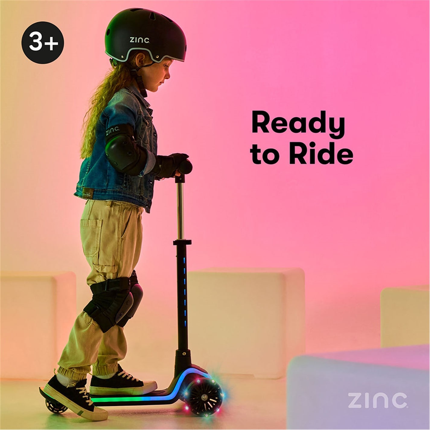 Zinc | Zinc Three Wheeled Folding LED Scooter | Neutral | SportsDirect.com