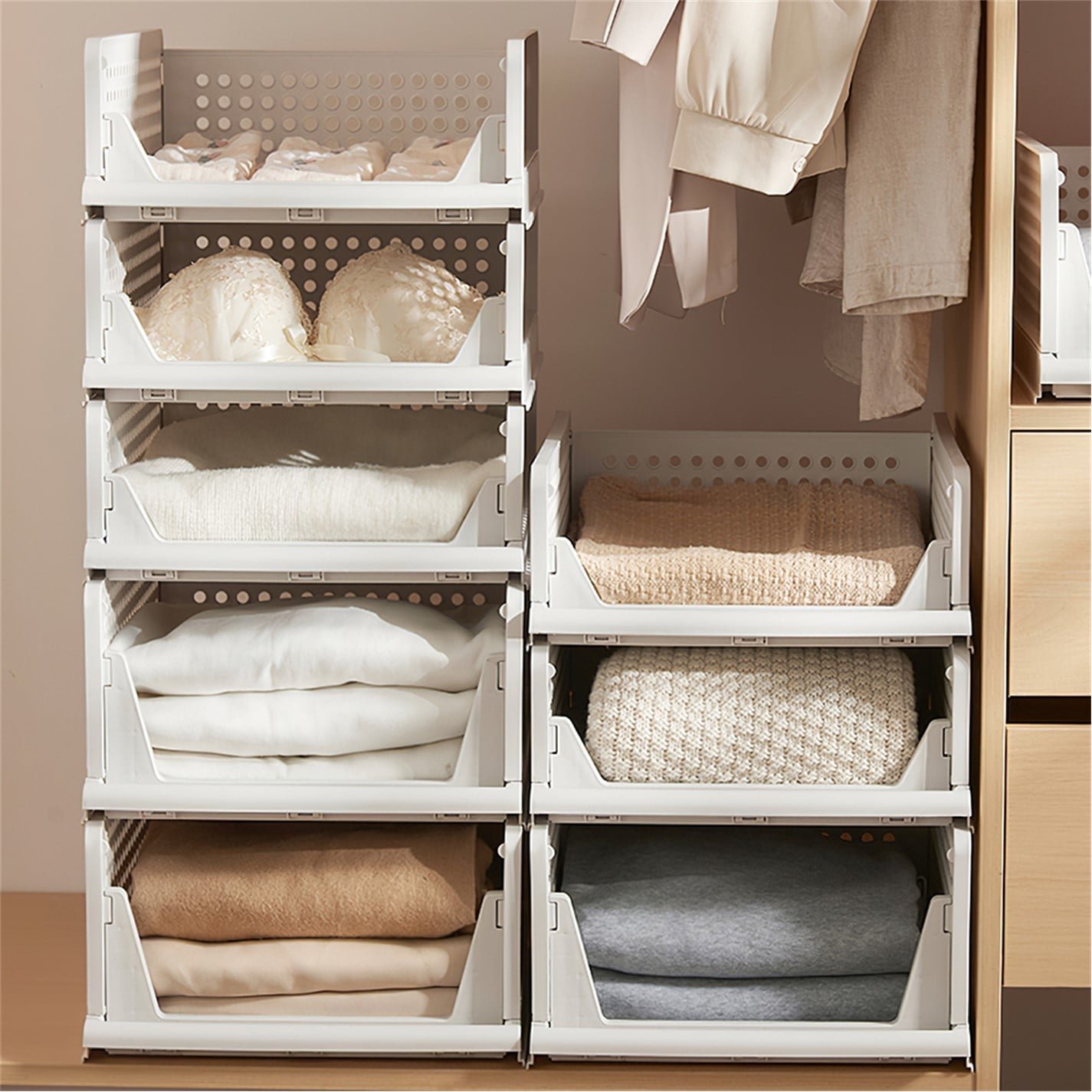 LIFE IDEAS | 4pcs Stackable Storage Drawers | White | SportsDirect.com