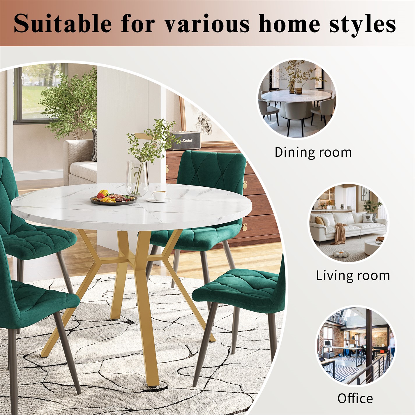 Urban Meuble | Modern Round Dining Table | White | SportsDirect.com