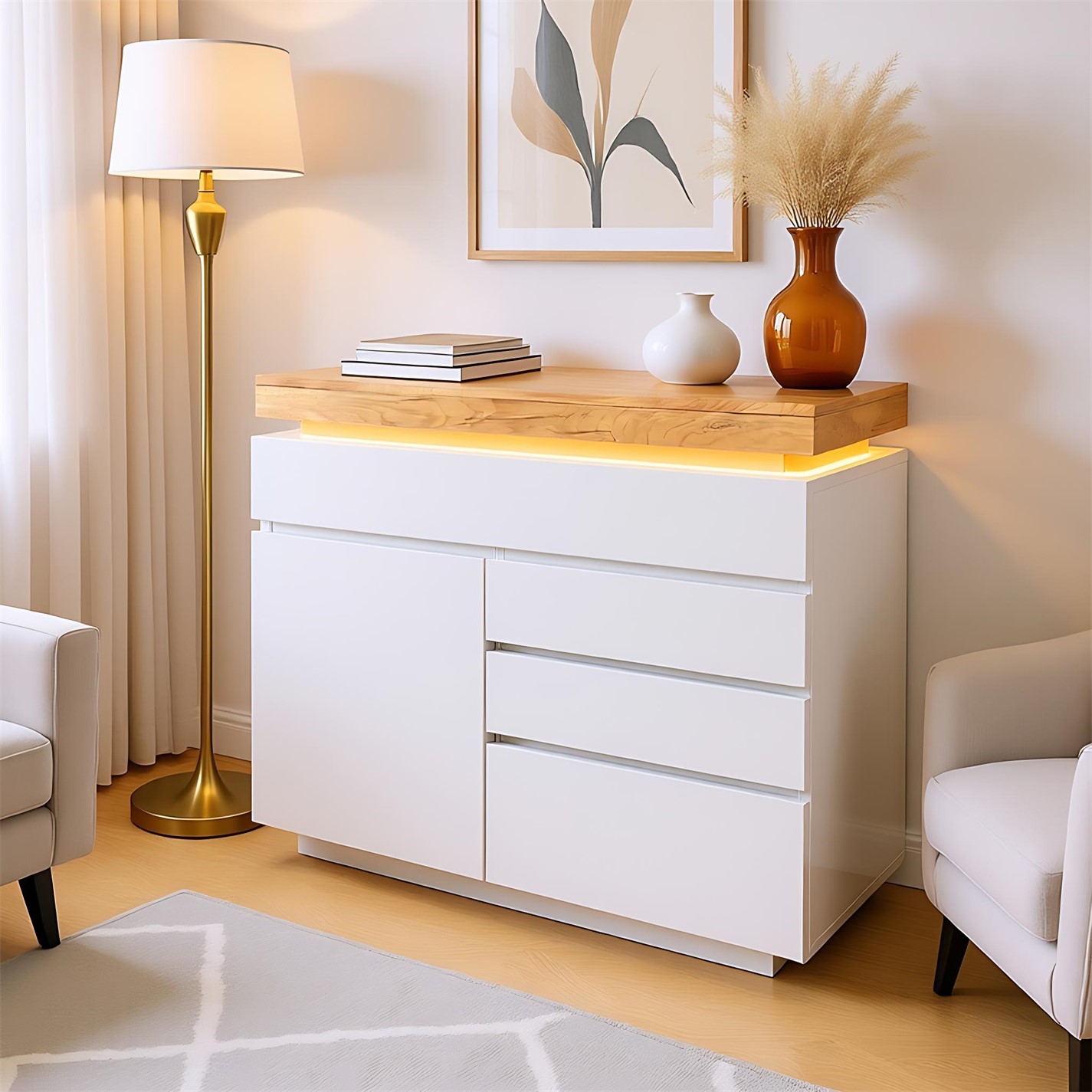 Urban Meuble | Modern White Console Table with Ample Storage | White ...