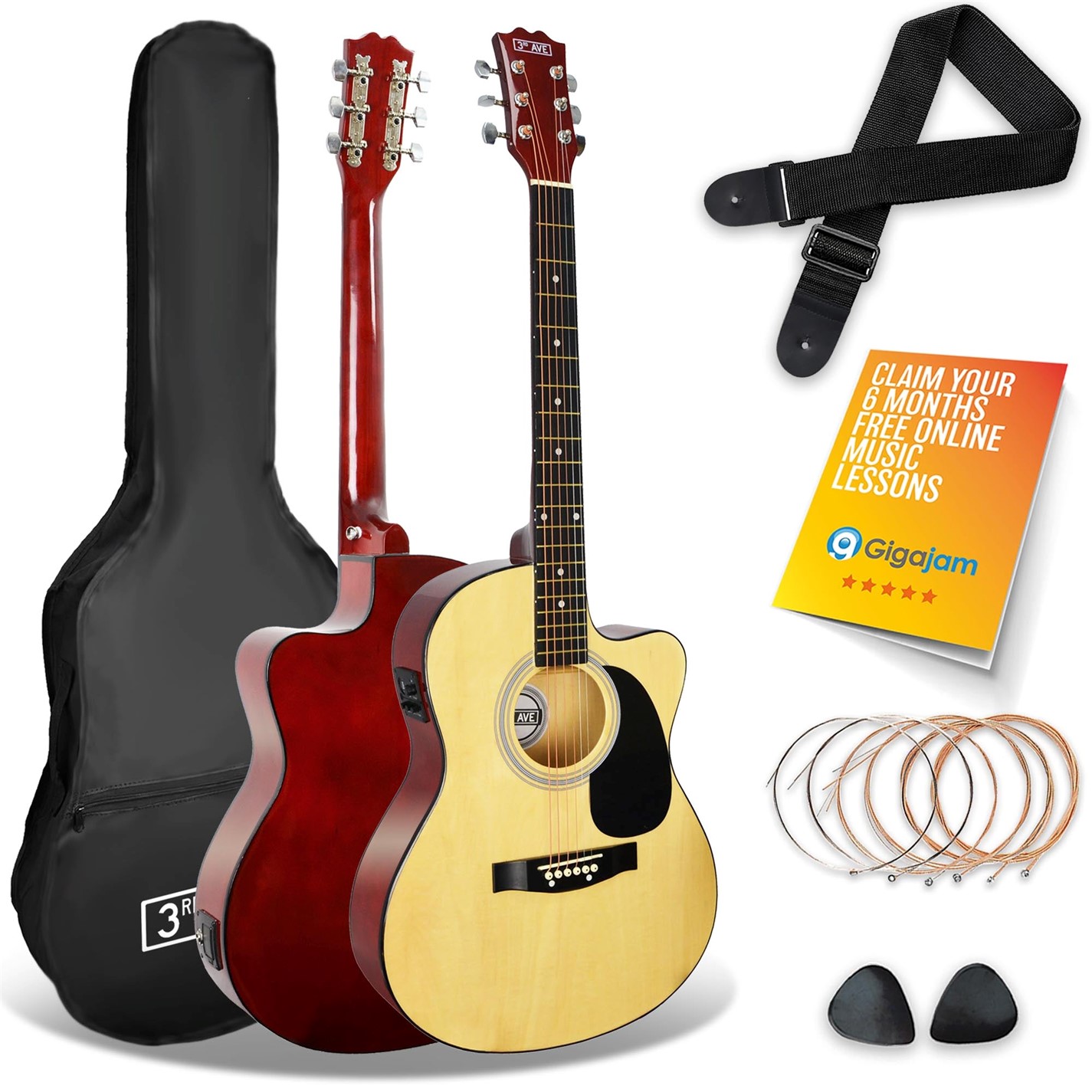 3rd Avenue | Full Size Electro Acoustic Guitar Pack | At Home ...