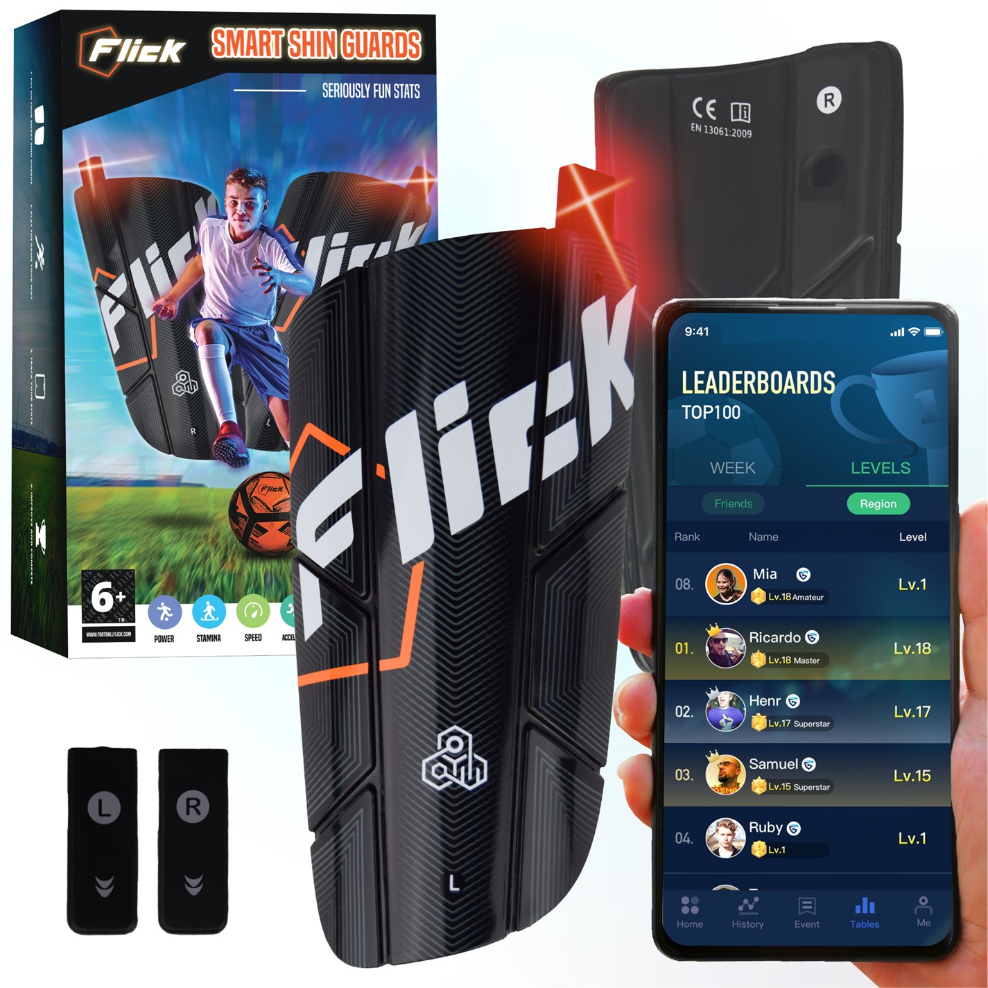 Football Flick | Football Flick Smart Shin Guards | Black ...