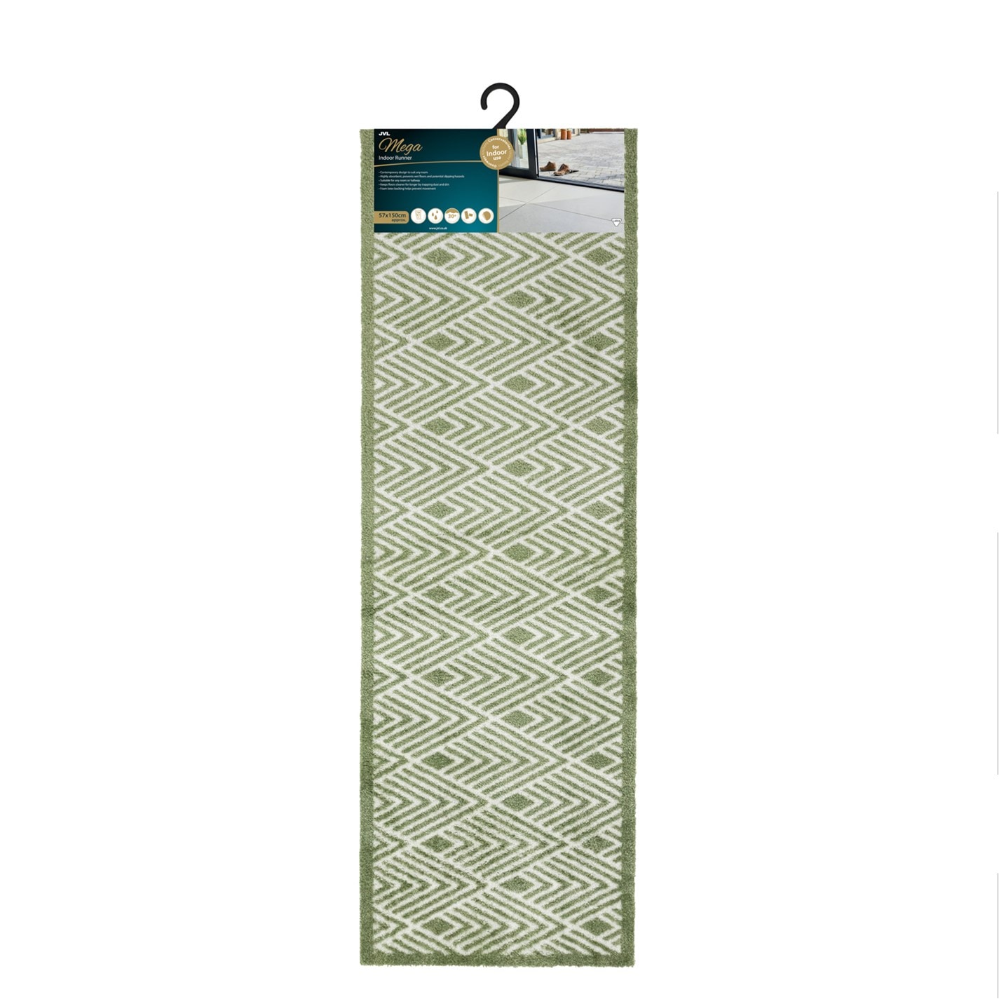 JVL | Mega Mat Entrance Runner Geo 57x150cm | Green | SportsDirect.com