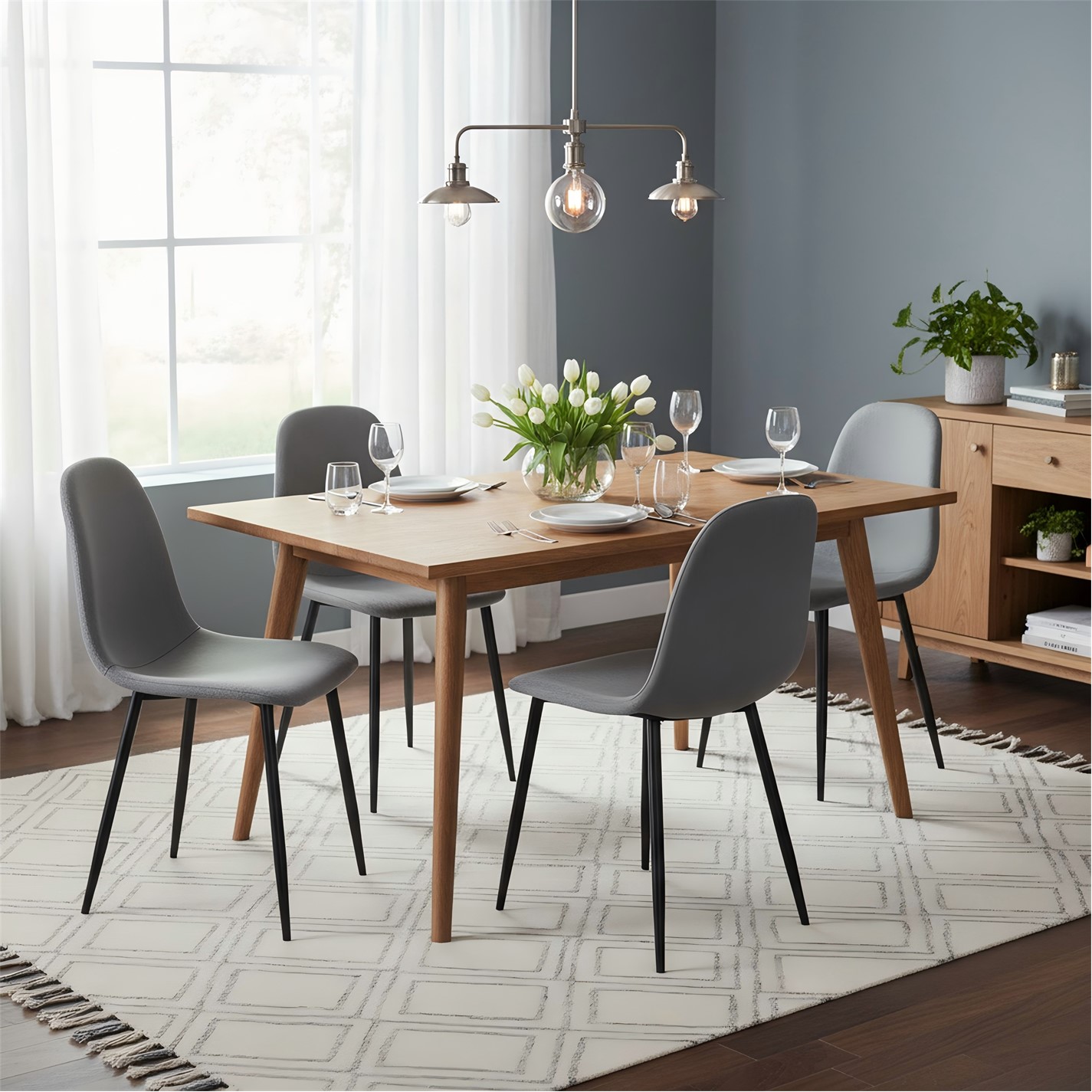 Urban Meuble | Modern Dining Chair Grey Upholstery Home Use | Grey ...