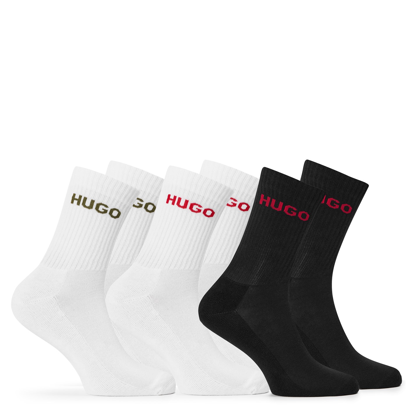 Hugo | Mens HUGO Ribbed Logo 6-Pack Crew Socks | Crew Socks ...