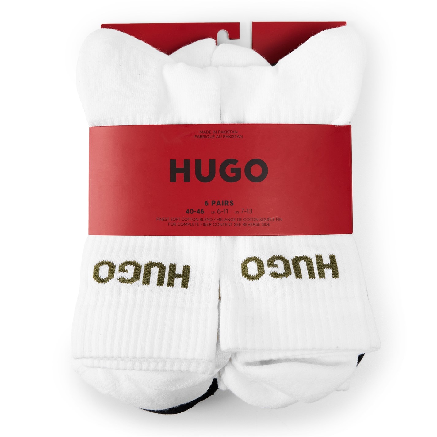 Hugo | Mens HUGO Ribbed Logo 6-Pack Crew Socks | Crew Socks ...