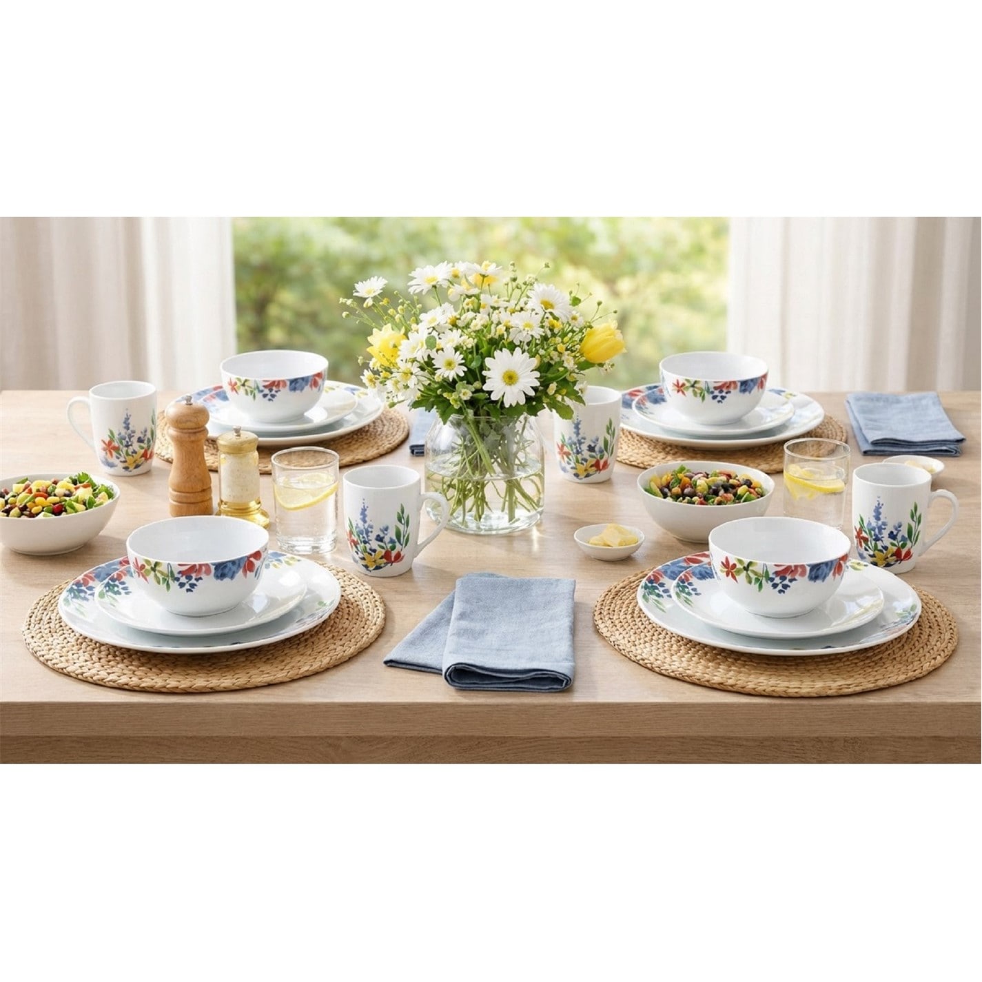 Waterside | 16pc Watercolour Floral Dinner Set | Elegant Watercolour ...