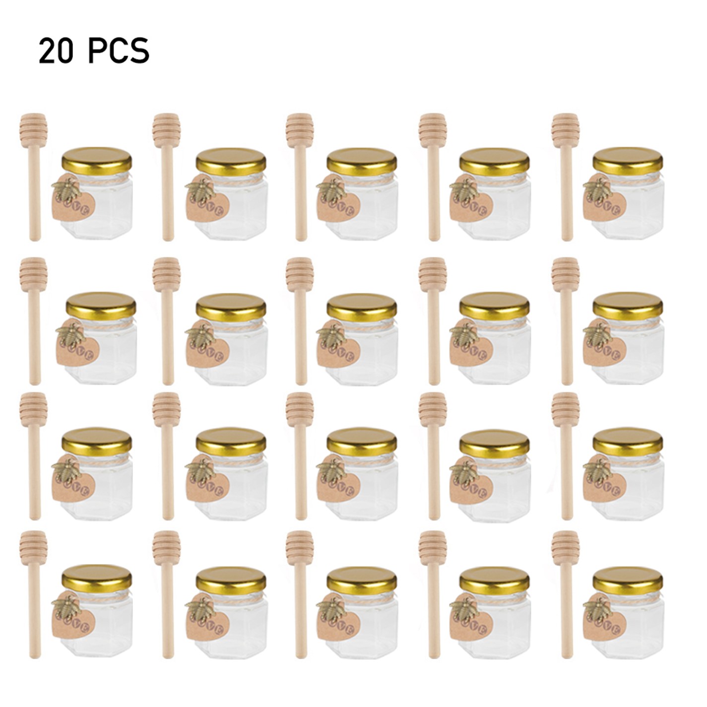 LIFE IDEAS | 20pcs Mini Glass Jars with Golden Lids and Wood Di | Clear ...