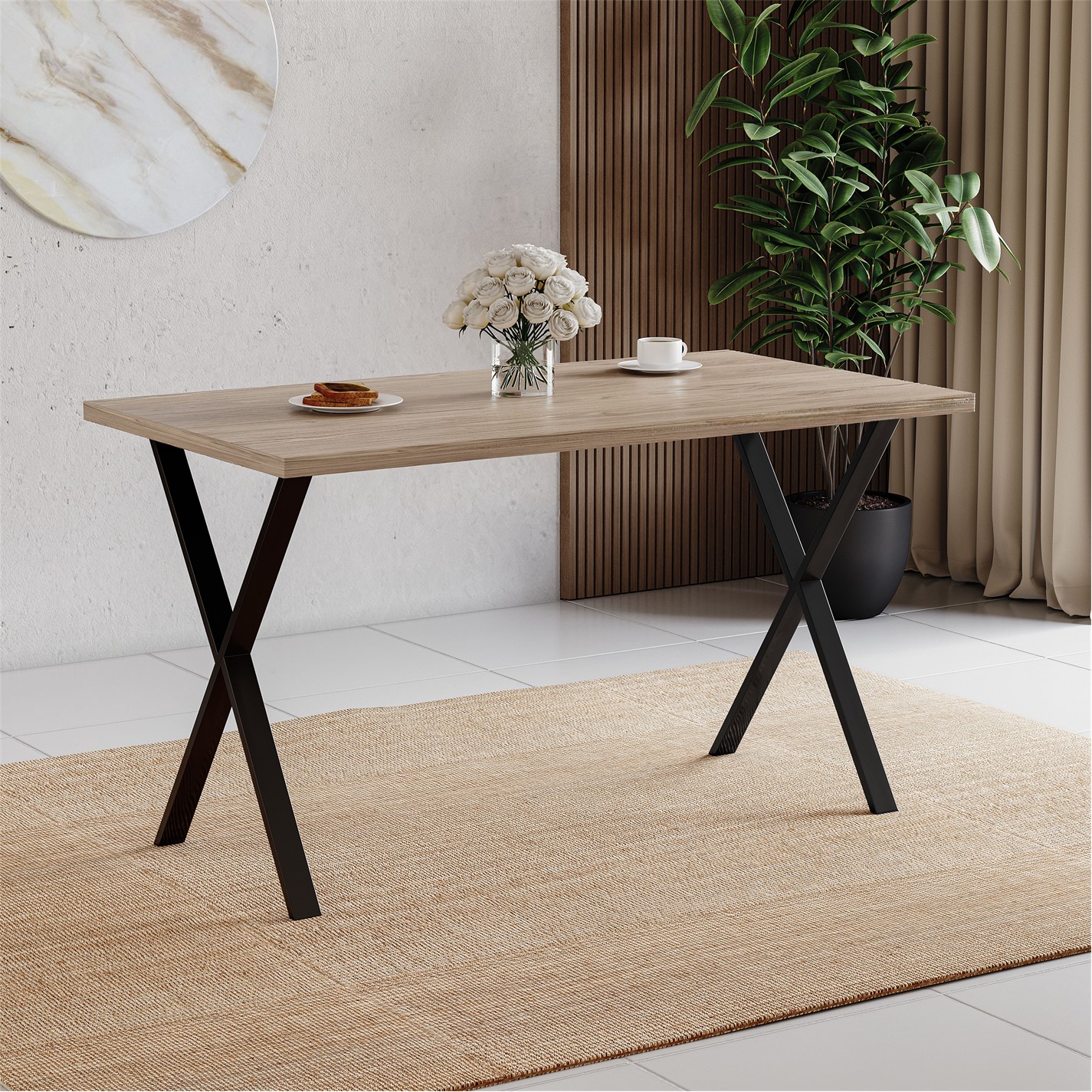 Lassic | 4 Seater Dining Table With X Shape Legs | Dining Tables ...