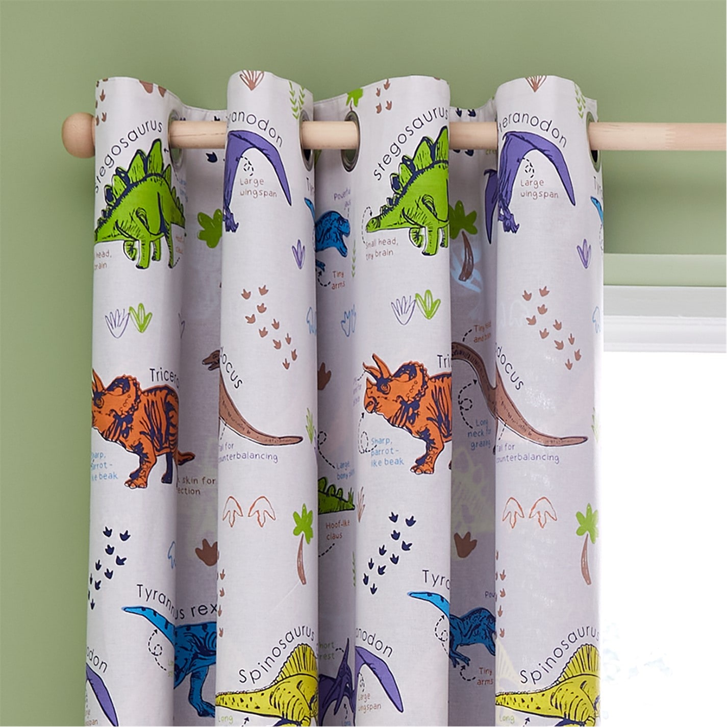 Catherine Lansfield | Prehistoric Dinosaurs Fully Reversible Curtains ...