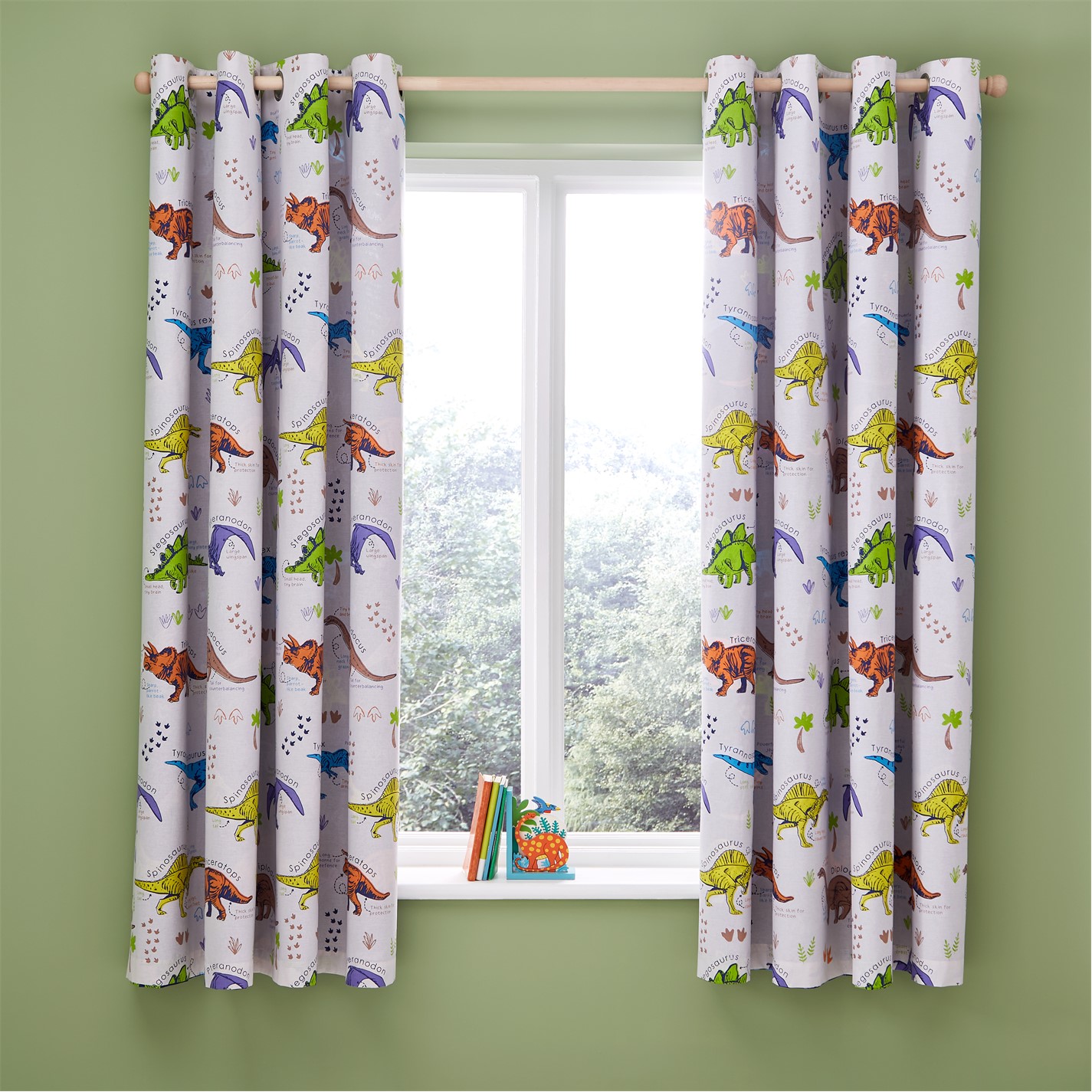Catherine Lansfield | Prehistoric Dinosaurs Fully Reversible Curtains ...
