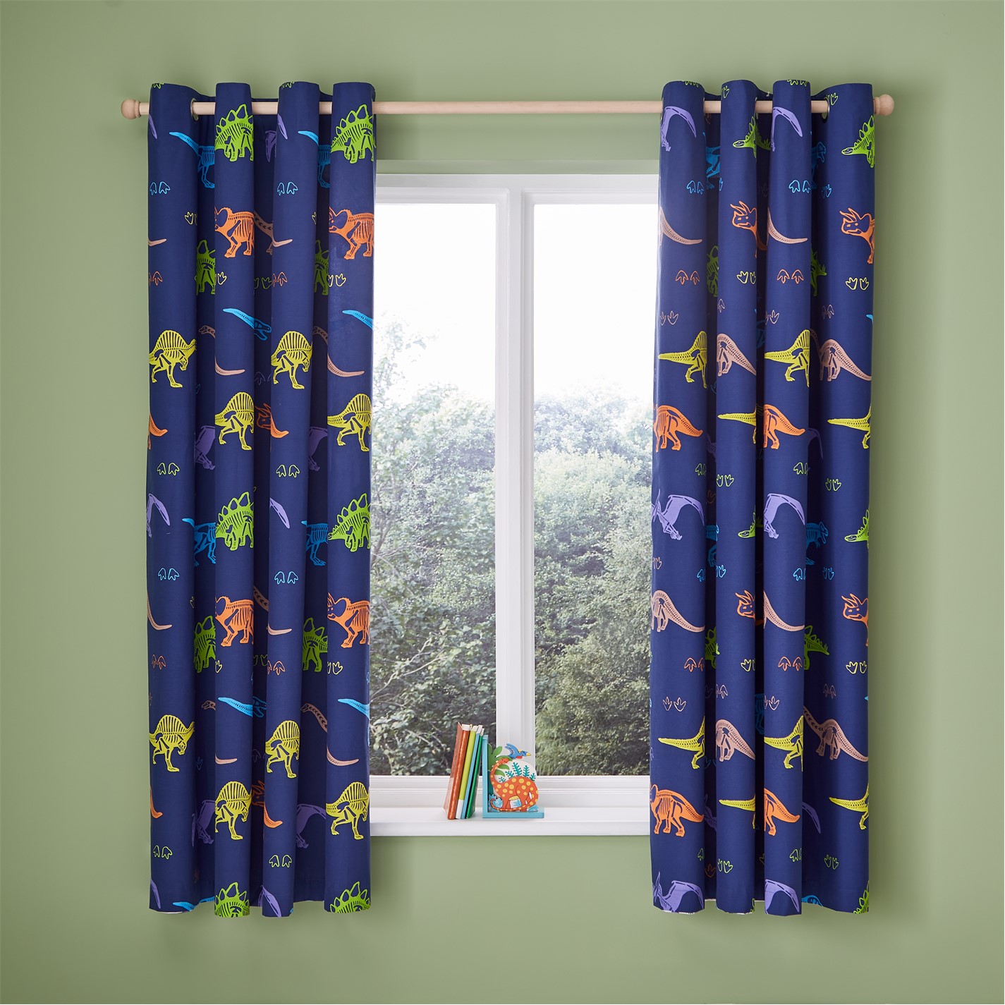 Catherine Lansfield | Prehistoric Dinosaurs Fully Reversible Curtains ...